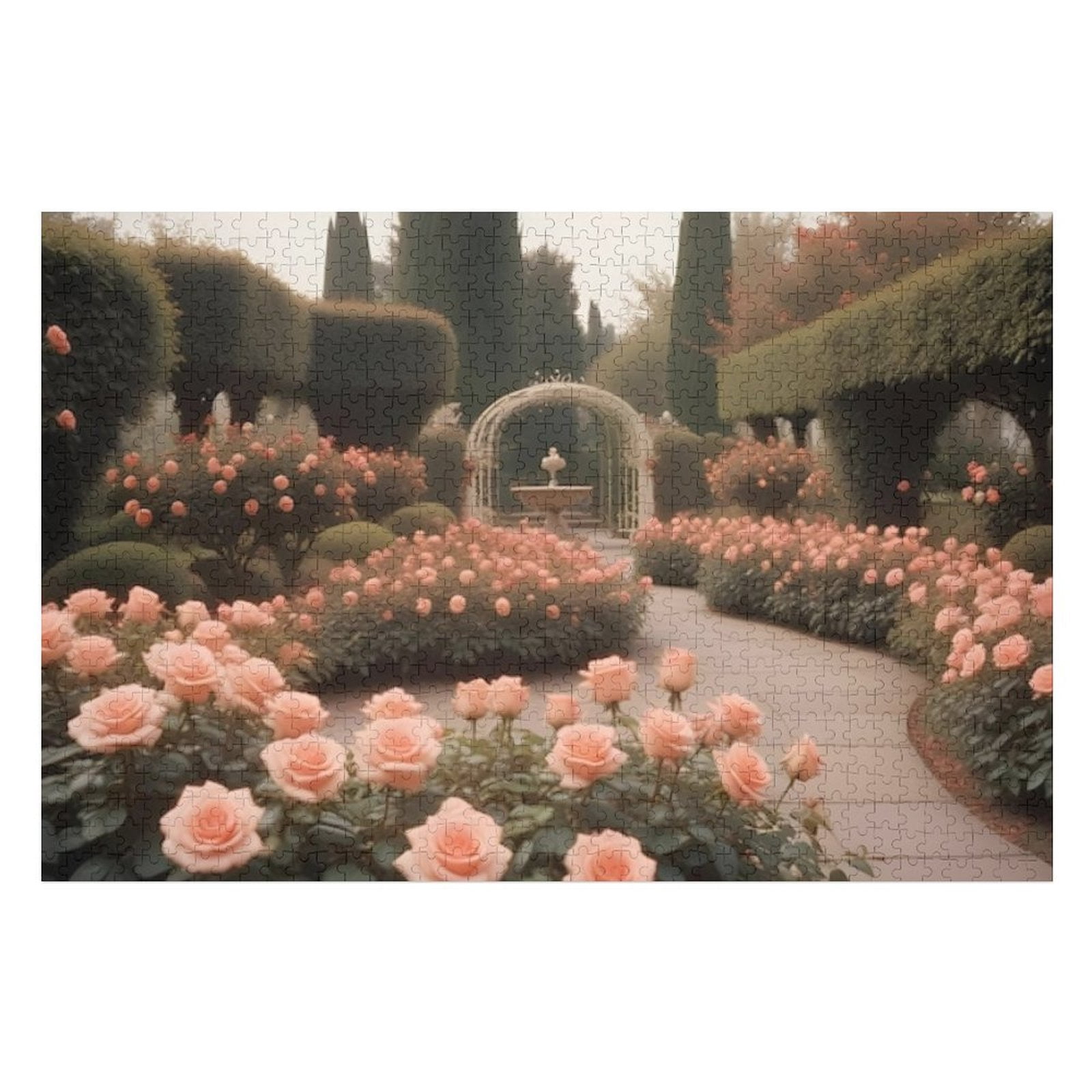 Impossible puzzles for adults，Misty Rose Garden Pathway Elegant Arches ...