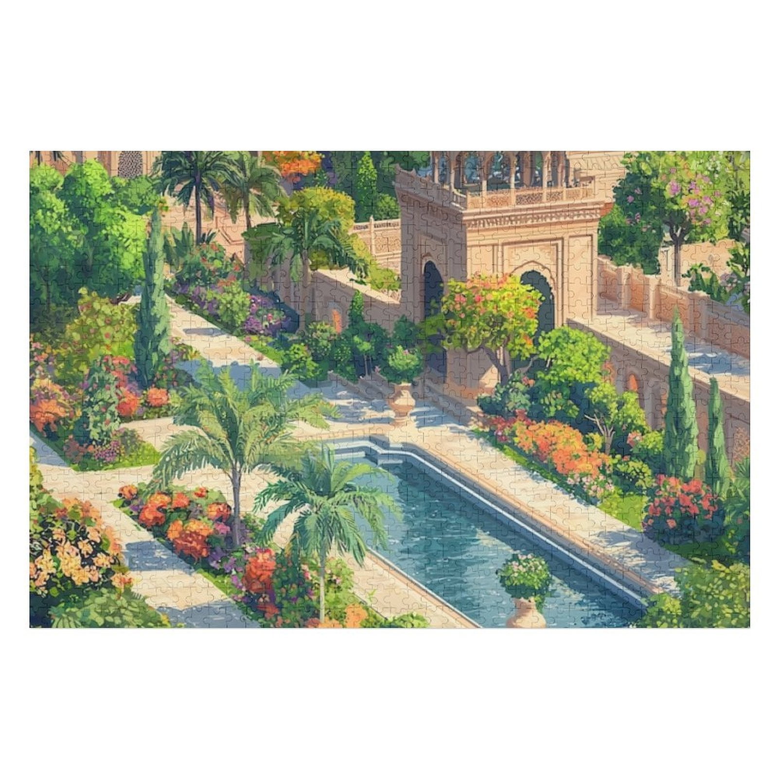 Impossible puzzles for adults，Opulent Mughal - Inspired Garden with Ornate Pavilions And Vivid ...