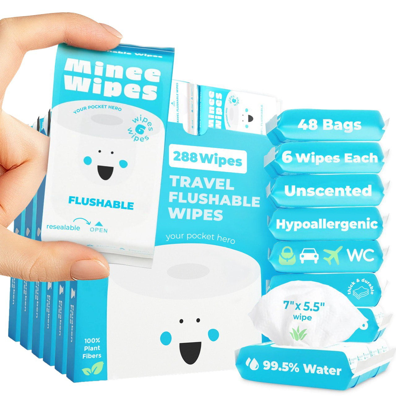 Impossibly Compact Travel Flushable Wipes with Natural Extracts - Skin ...