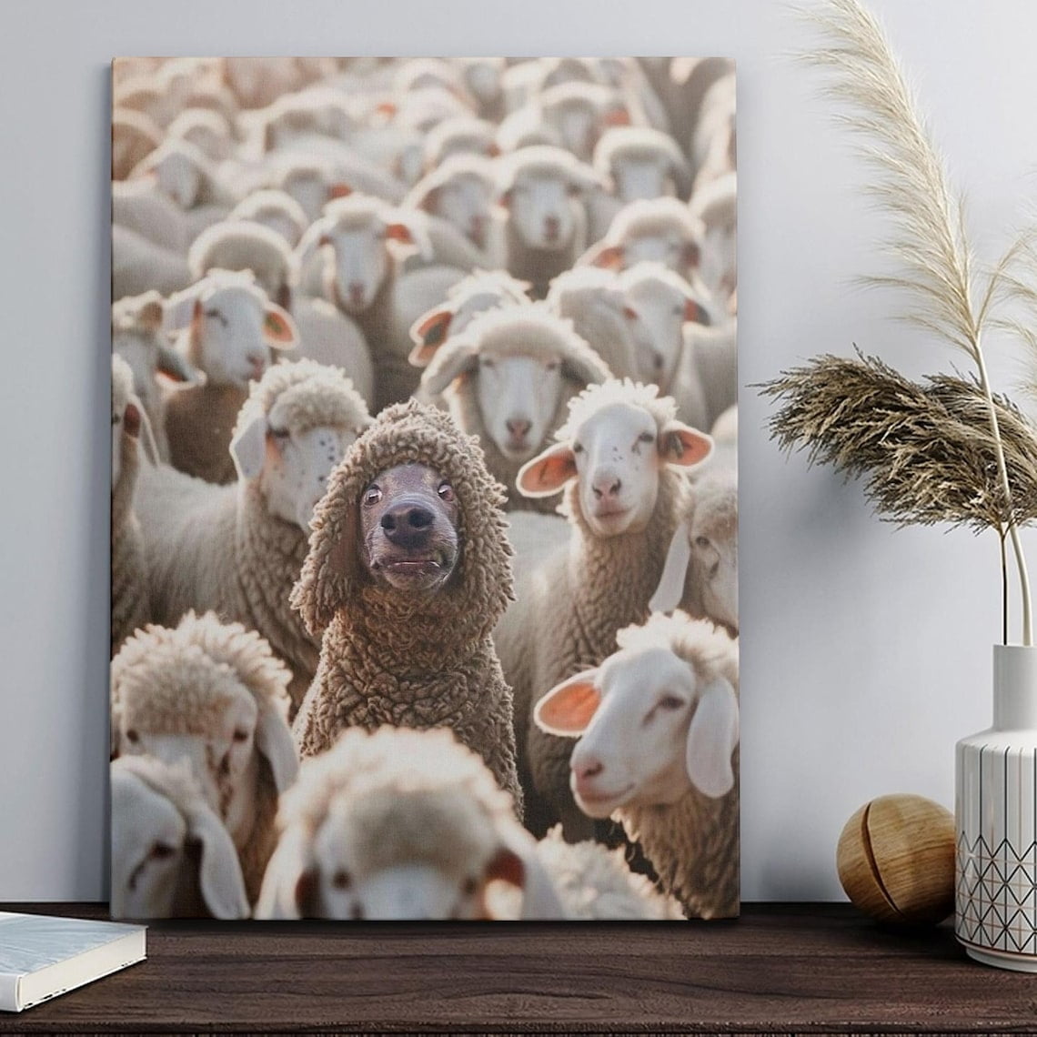 Imposter Dog In Sheep Herd Poster Farmhouse Wall Art Home Decor, 8x12 ...