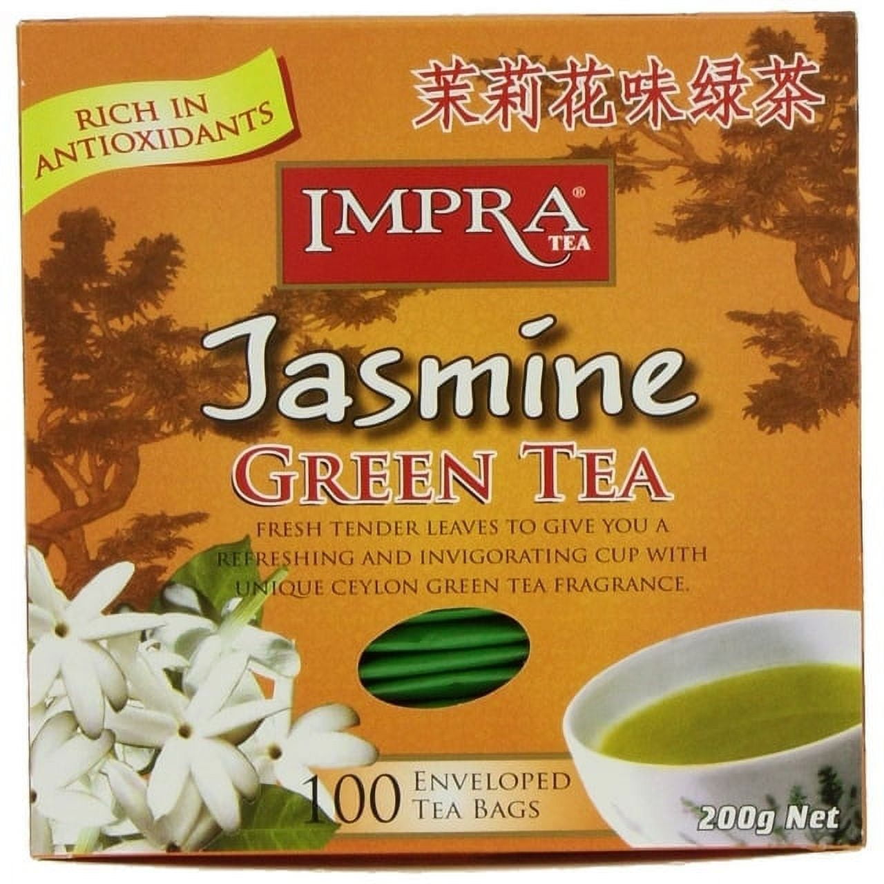 Impra Green Jasmine Tea 200g, 100 Enveloped Tea Bags - Walmart.com