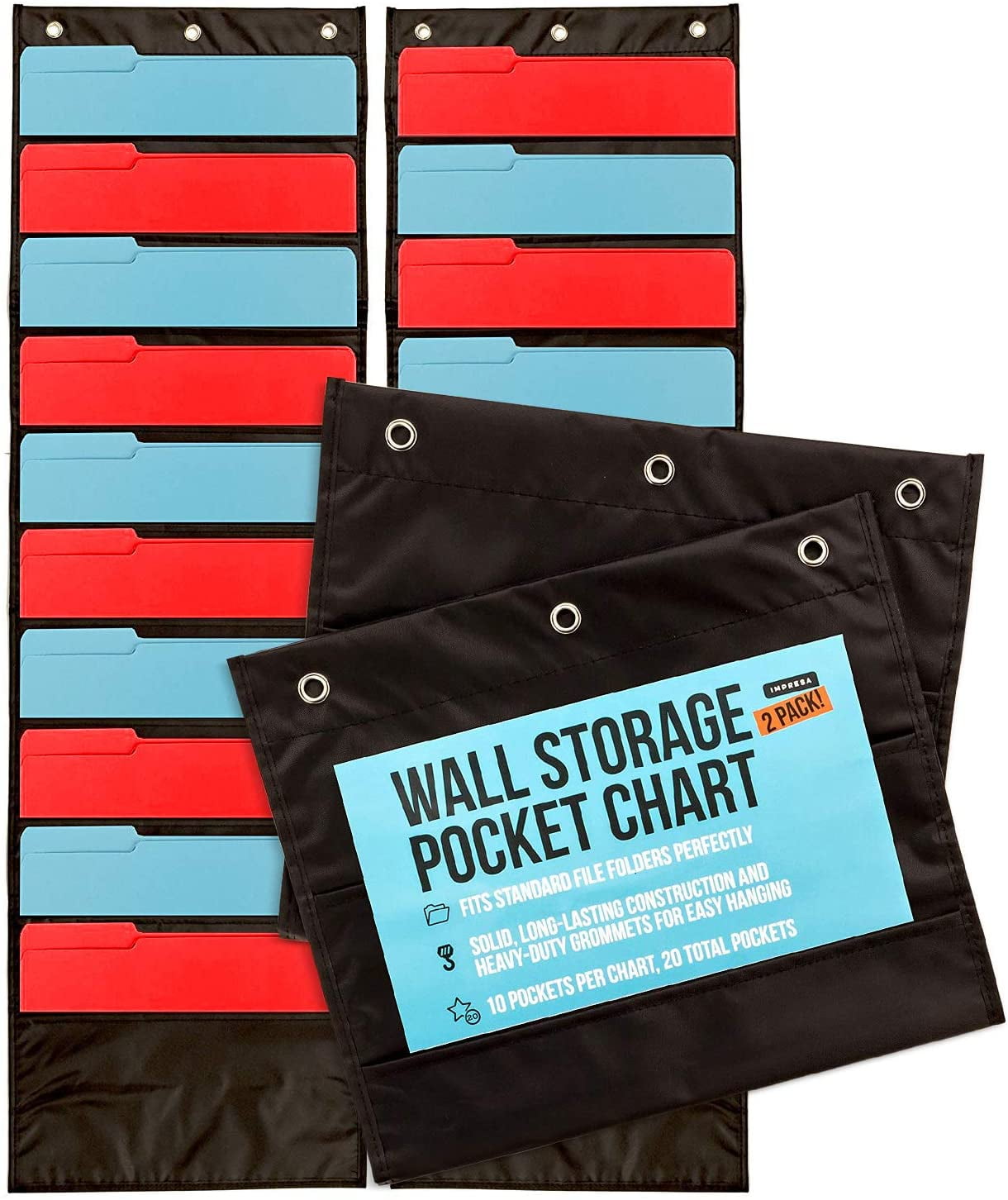 Impresa Premium Classroom Organizer Wall Storage Pocket Charts, Hanging ...