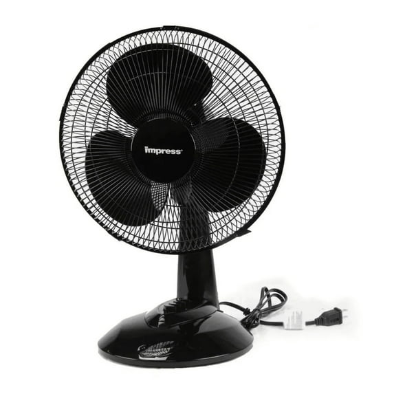 Impress 12 inch 3 Speed Oscillating Table Fan in Black - Walmart.com