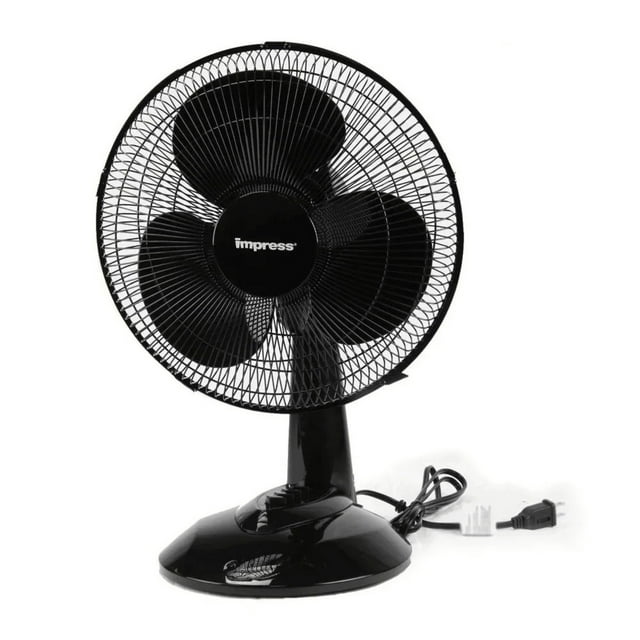 Impress 12 inch 3 Speed Oscillating Table Fan in Black - Walmart.com