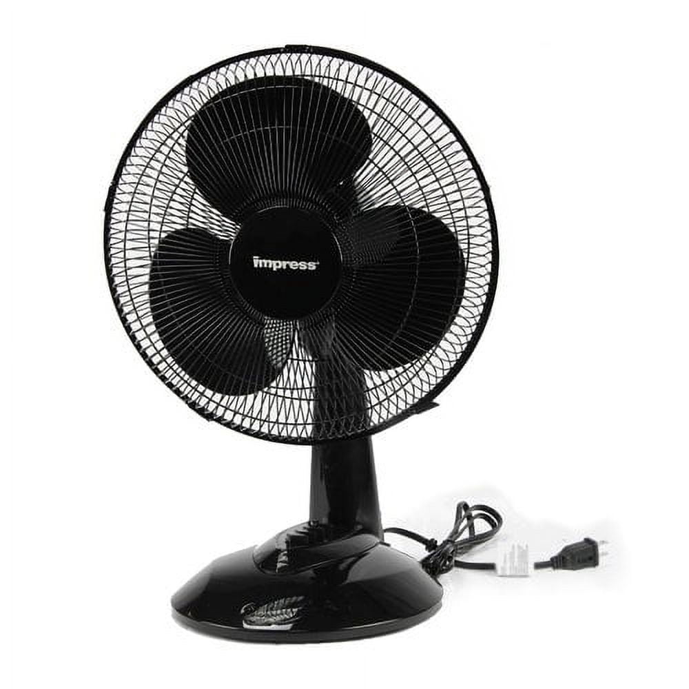 Impress 12 inch 3 Speed Oscillating Table Fan in Black - Walmart.com