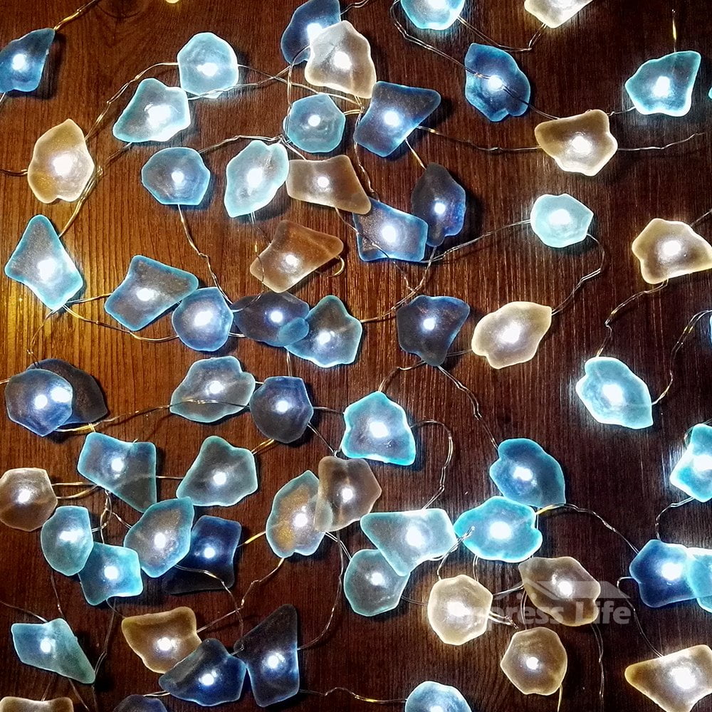 Impress Life Ocean Decor String Lights, Sea Glass Beach Themed 10 ft 40 ...