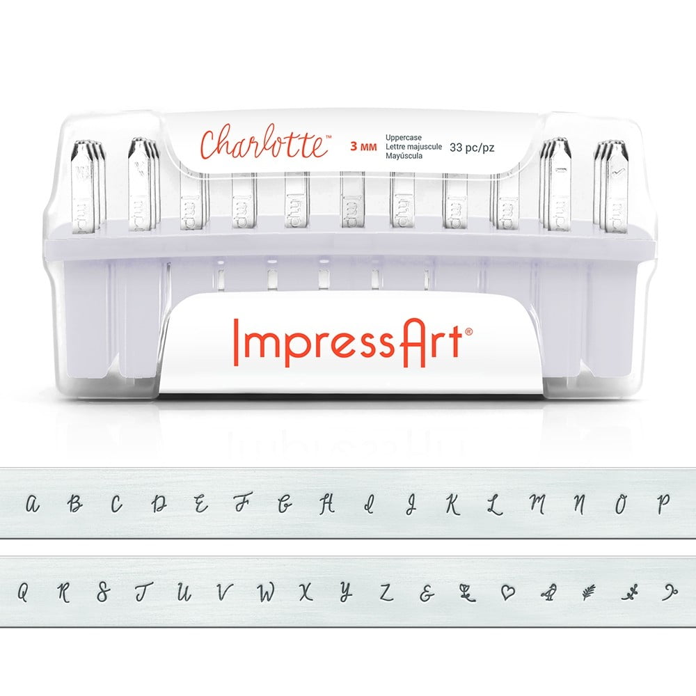 ImpressArt Metal Punch Stamp Set, Uppercase Alphabet, Charlotte 3mm, 33 ...