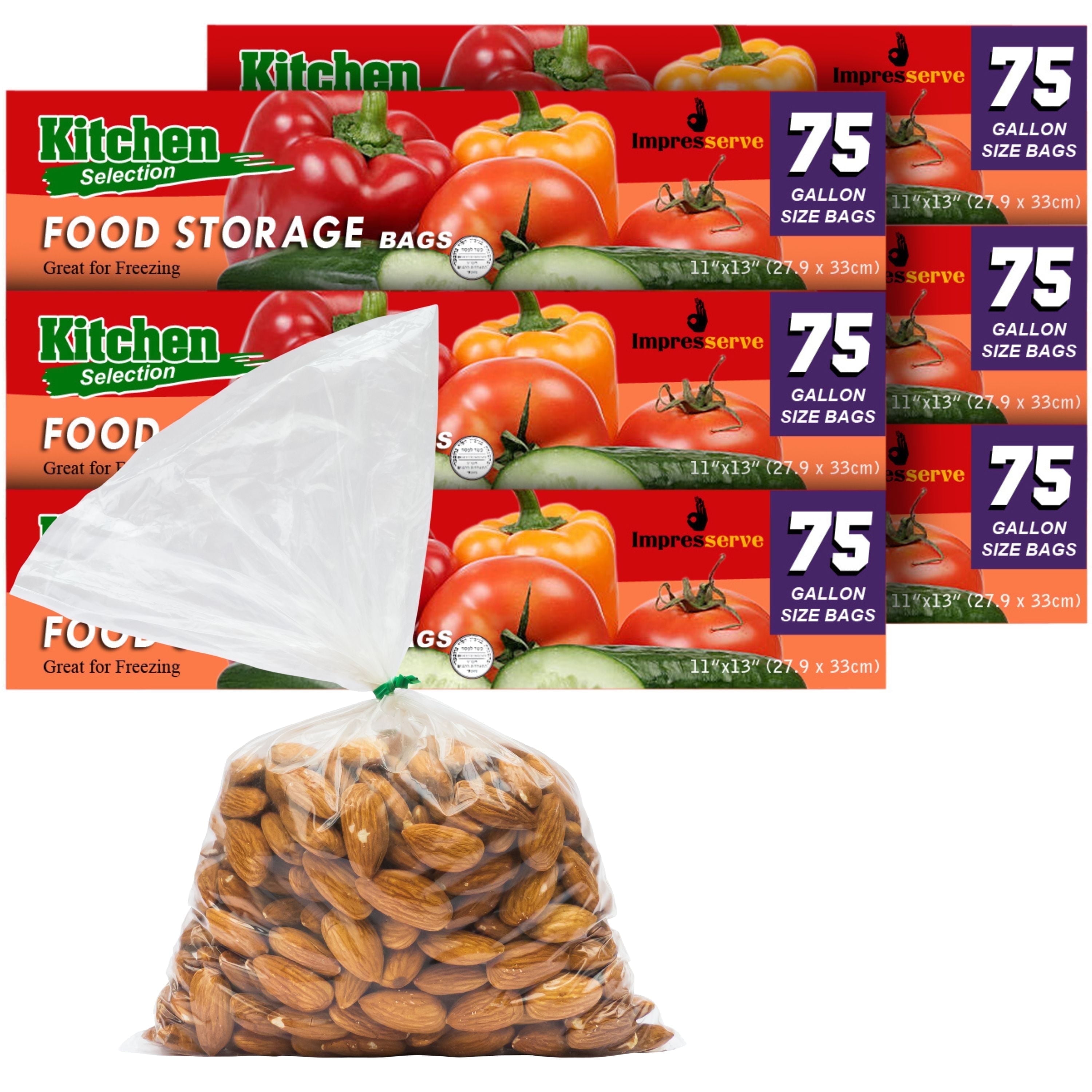 Impresserve 1-Gallon Clear Plastic Food Storage Bags with Twist Ties ...