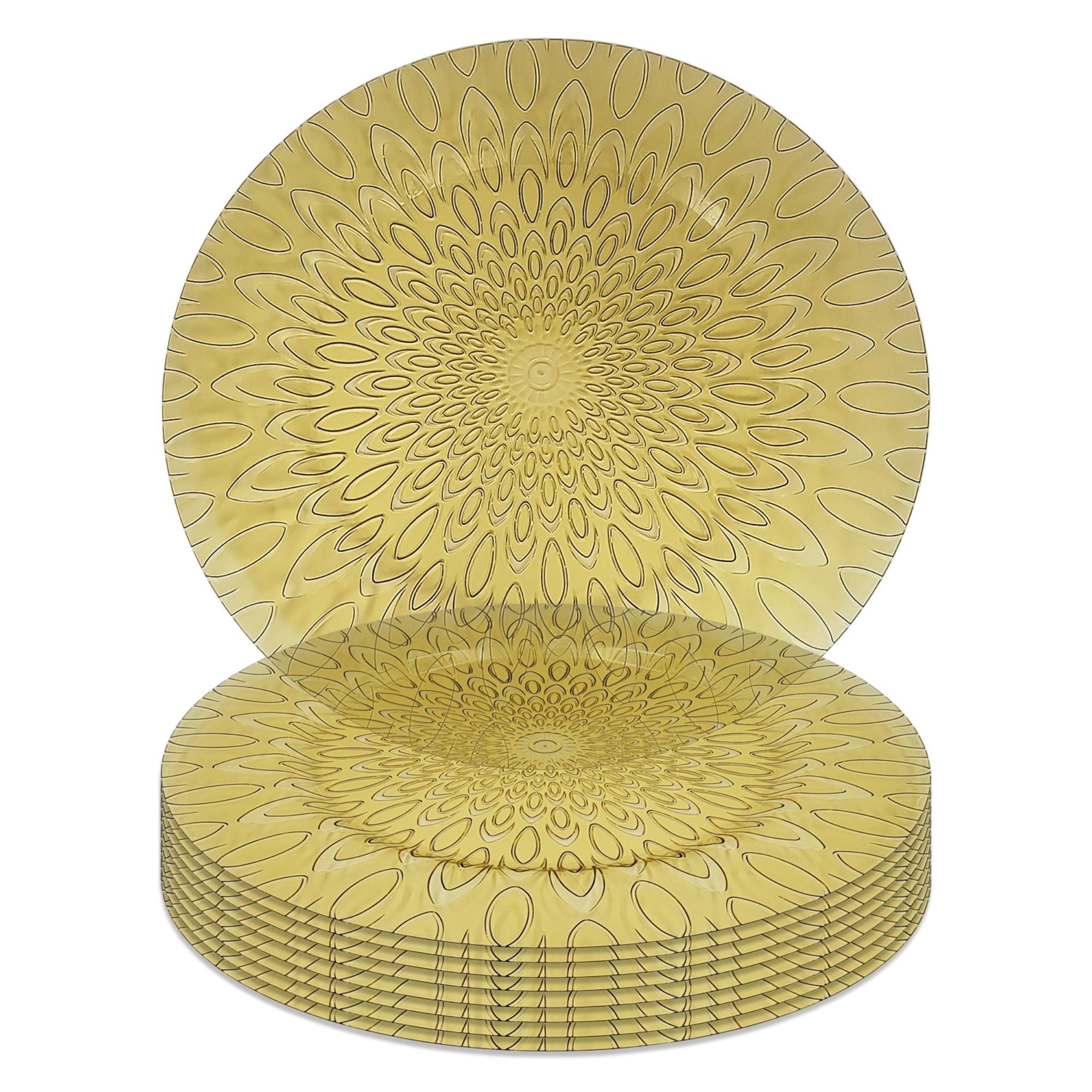 Impresserve 13-Inch Charger Plates, Raindrops Gold Design, Heavyweight ...