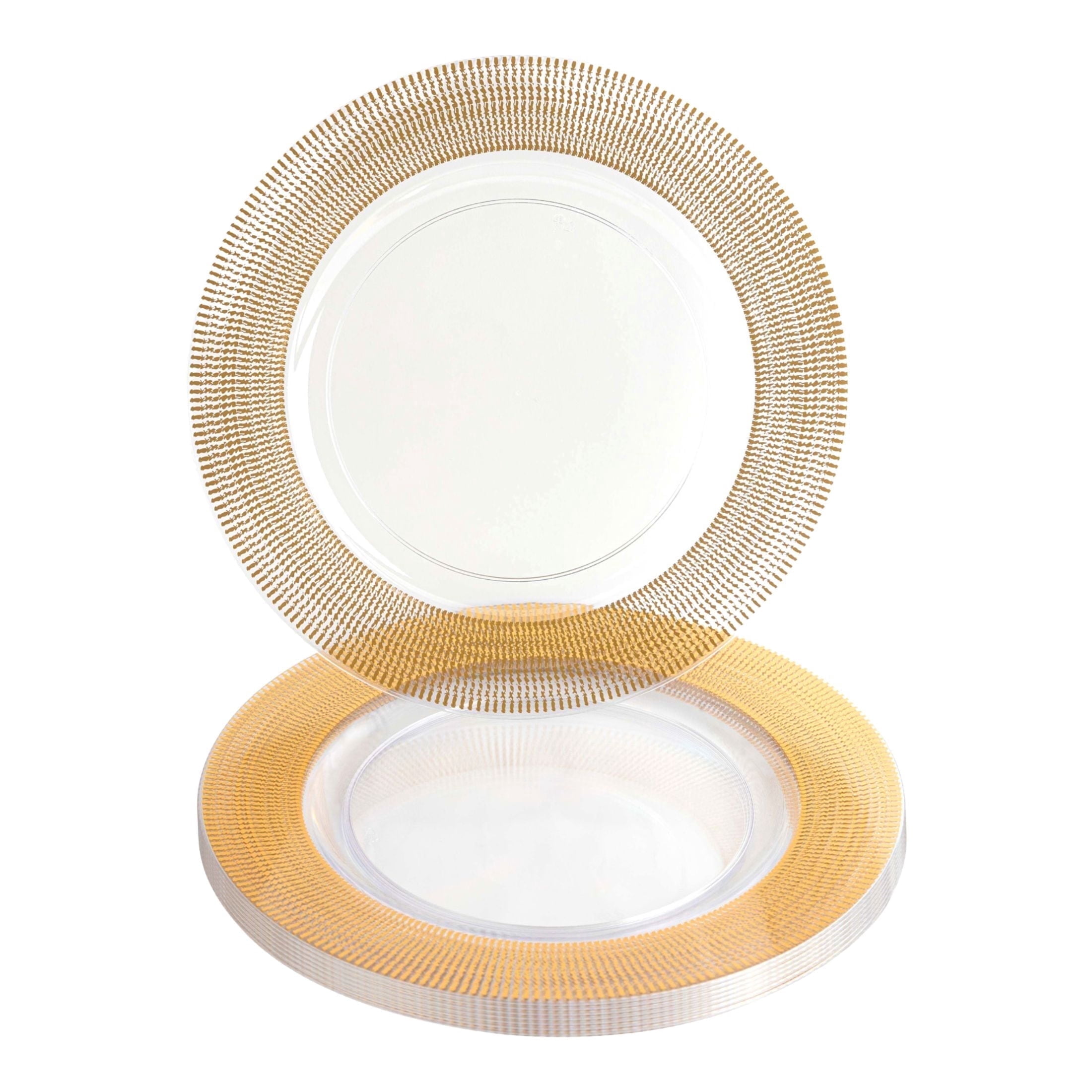 Impresserve 13-inch Clear Charger Plates with Gold Texture Rim - 8 ...