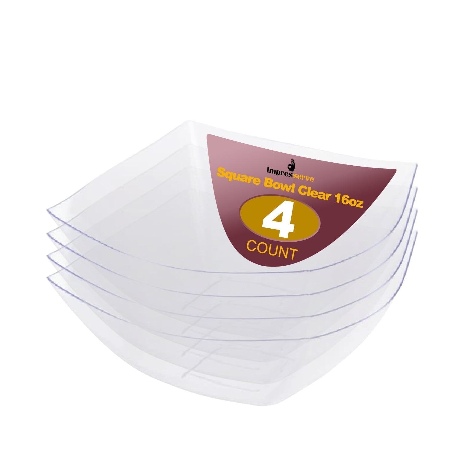 Impresserve 16oz Clear Plastic Square Bowls - 4 Count - Walmart.com