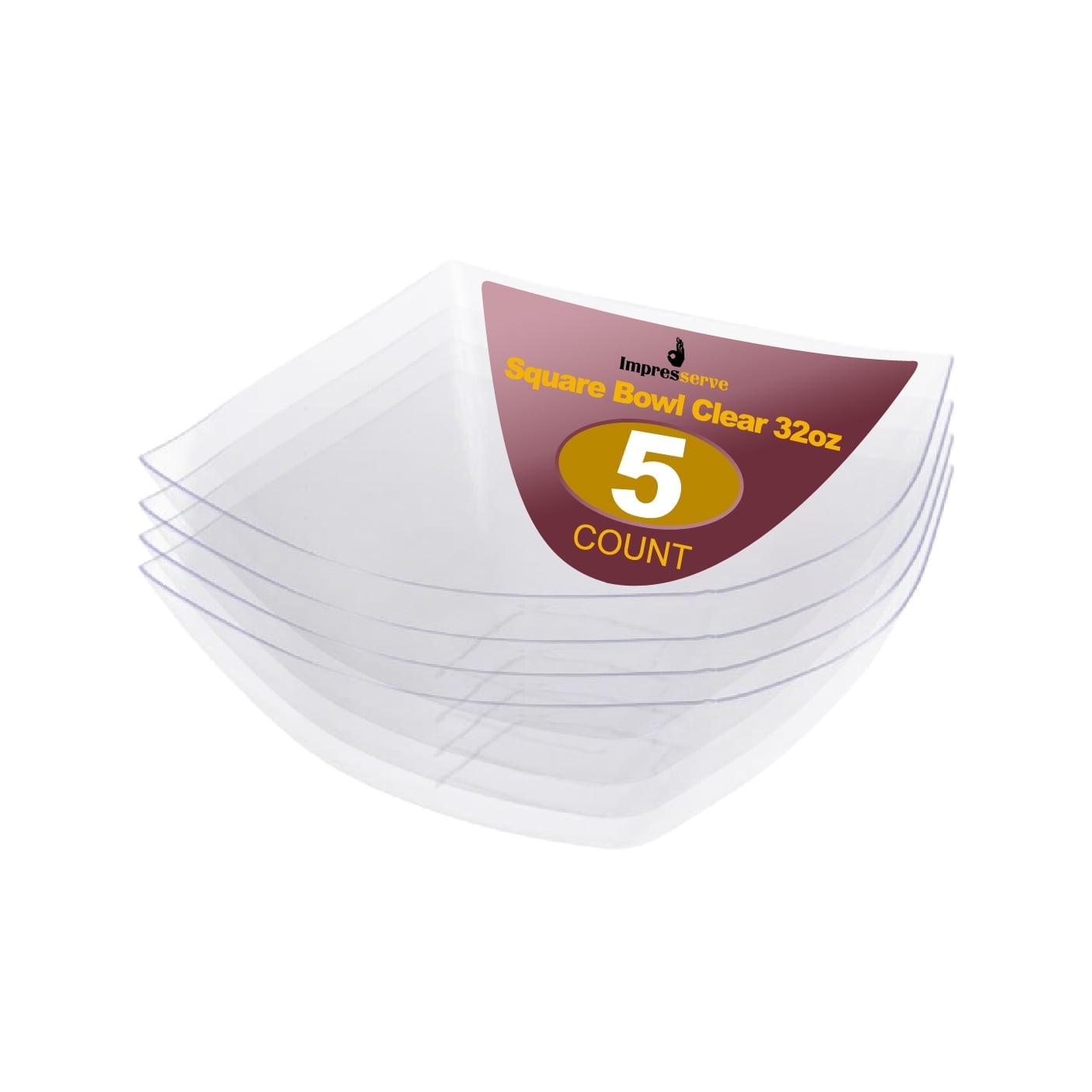 Impresserve 32oz Clear Plastic Square Bowls - 5 Count - Walmart.com