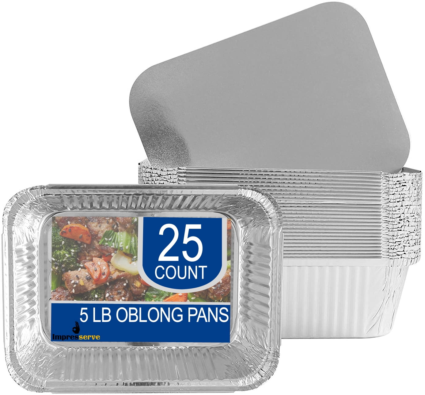 Impresserve 5 Lb. Aluminum Foil Pans with Board Lids - 25 Pack, 9 x 7 ...