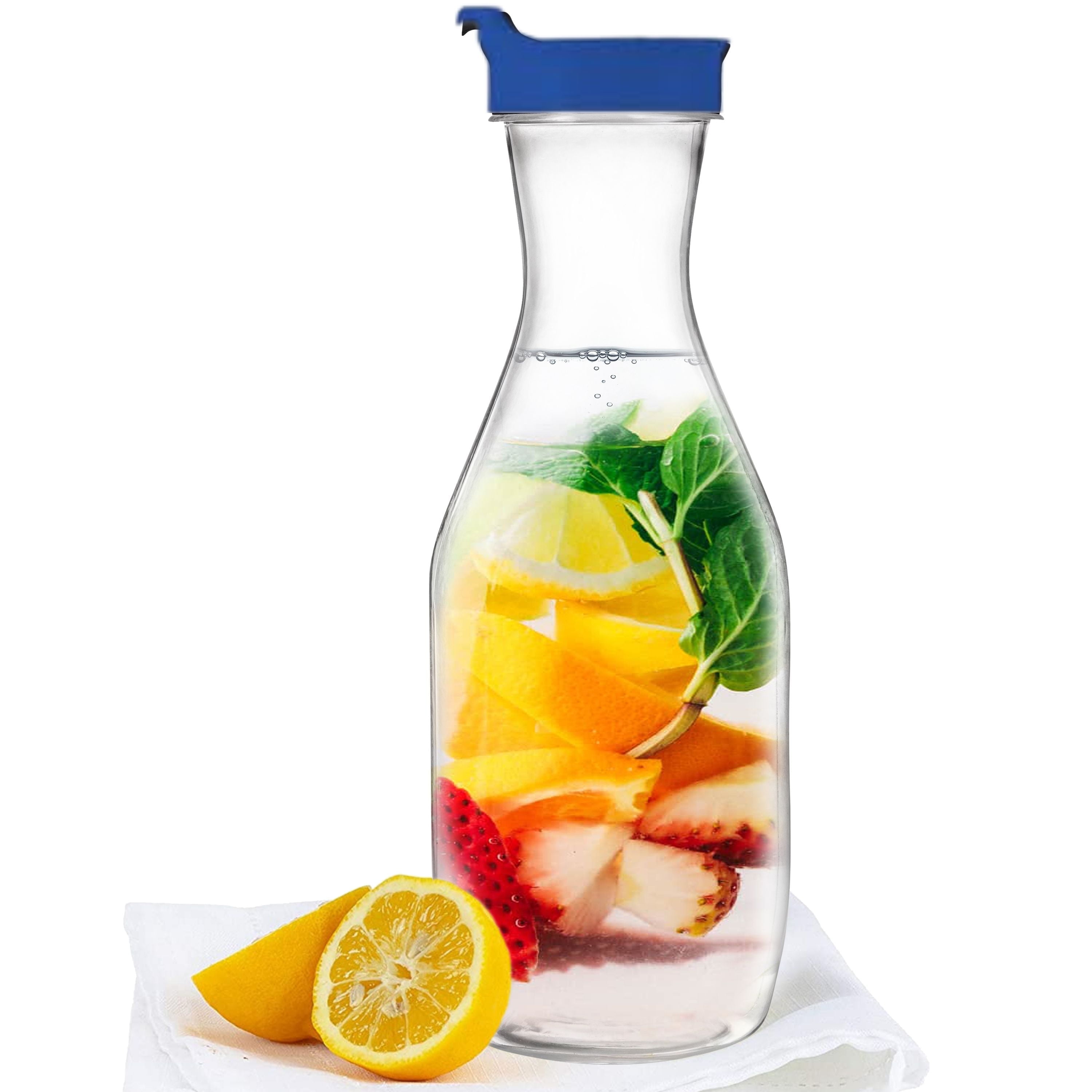 Impresserve 50 Oz. Clear Disposable Plastic Carafe with Lid, Blue Flip ...
