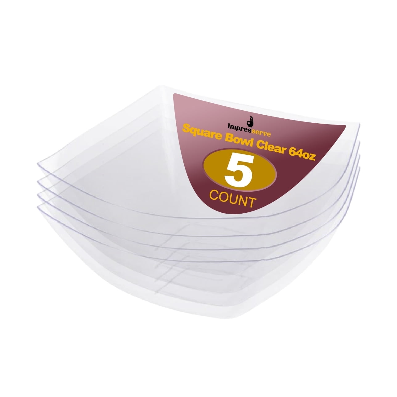 Impresserve 64oz Clear Disposable Square Plastic Bowls - 5 Count ...