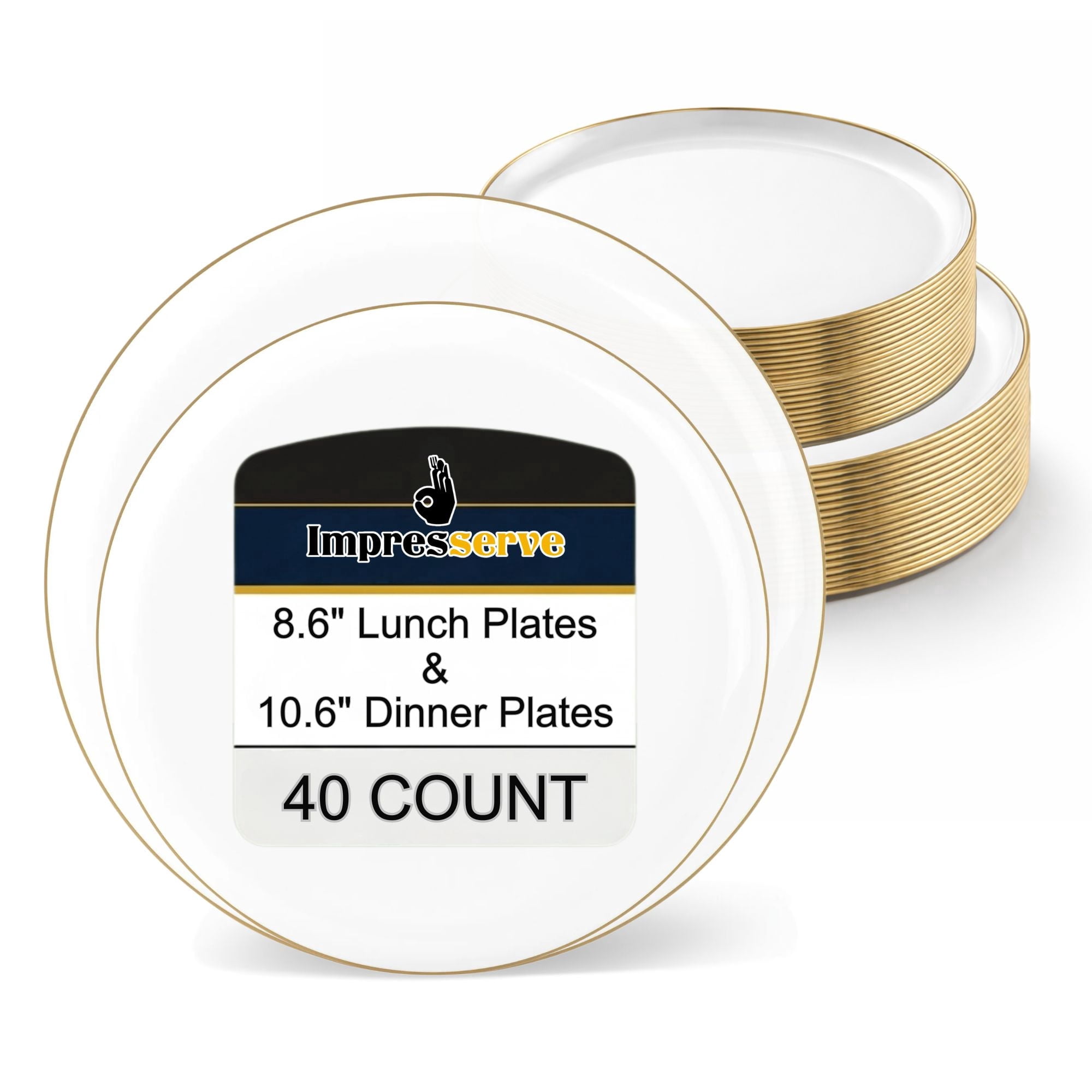 Impresserve Edge Collection Disposable Plastic Plates Set, 8” & 10 ...