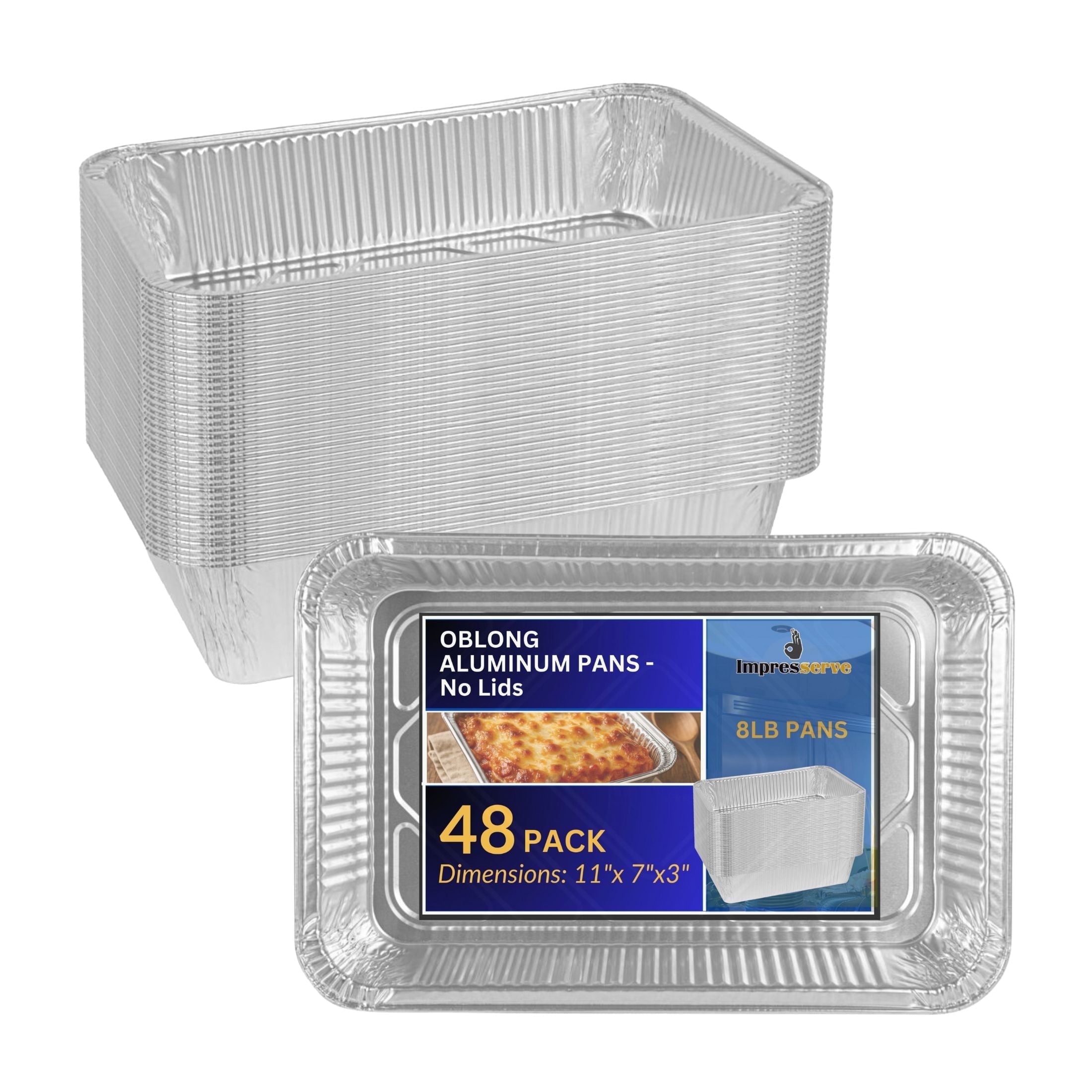 Impresserve 8 lb Aluminum Foil Pans (No Lids) - 48 Count - Walmart.com