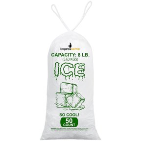 Shop Square Ice Bags, 8 lb Drawstring Ice Storage, 50 Pack Reusable ...