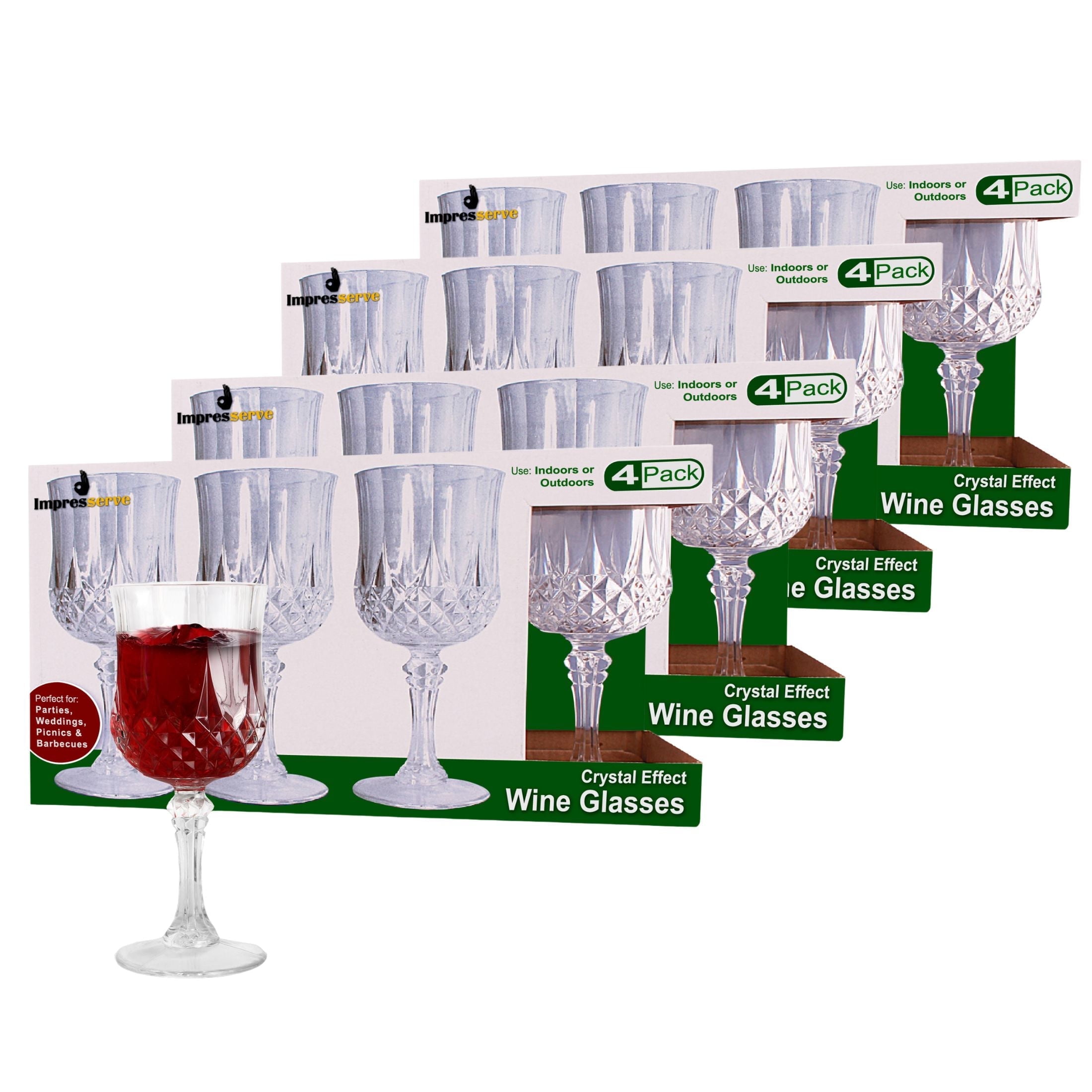 Impresserve 8 oz Clear Disposable Plastic Wine Glasses with Stem ...