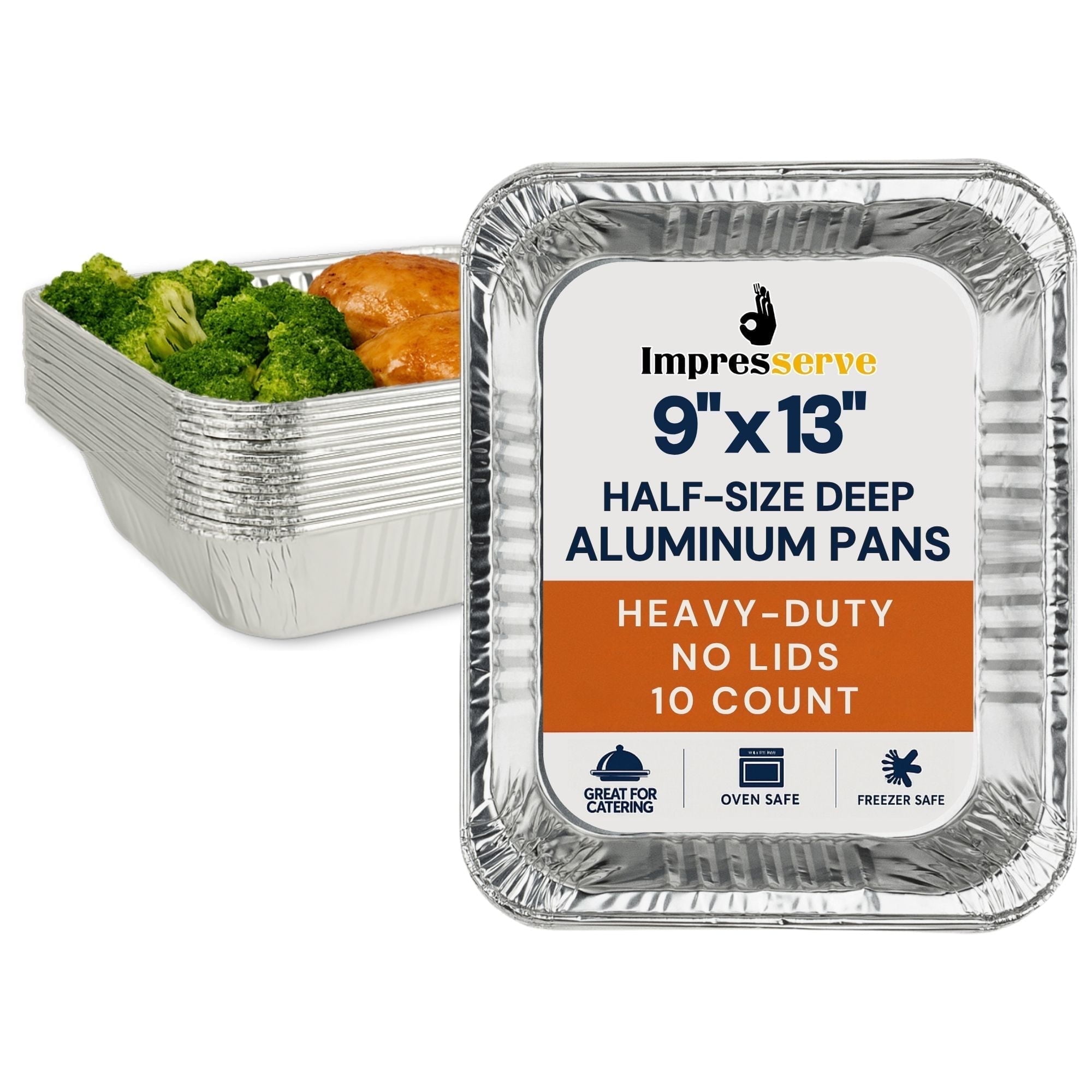 Impresserve Aluminum Foil Steam Table Pans, Half Size Deep 9x13, 10 ...
