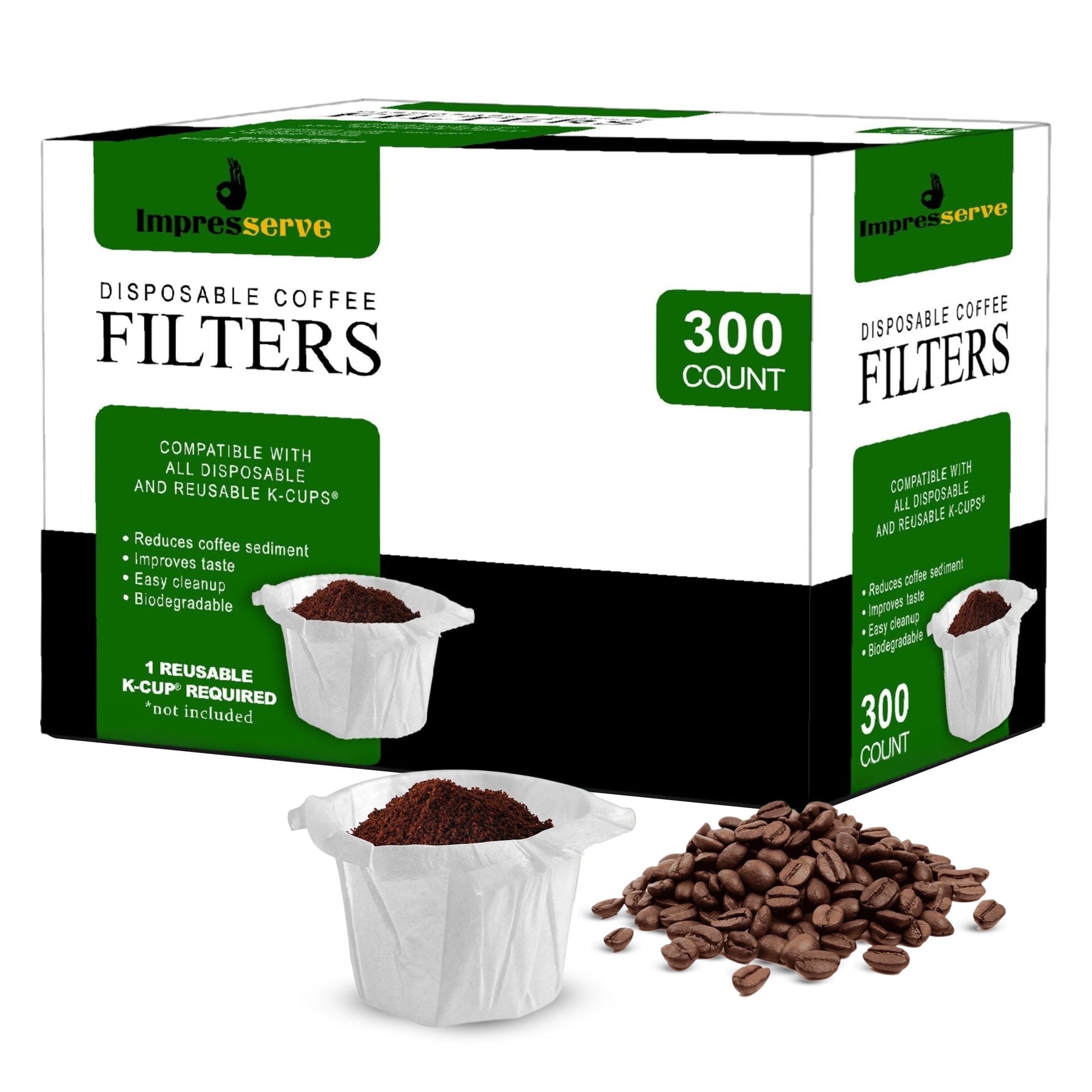 Impresserve Classic White Coffee Filters, Disposable, 300 Count, Fits ...