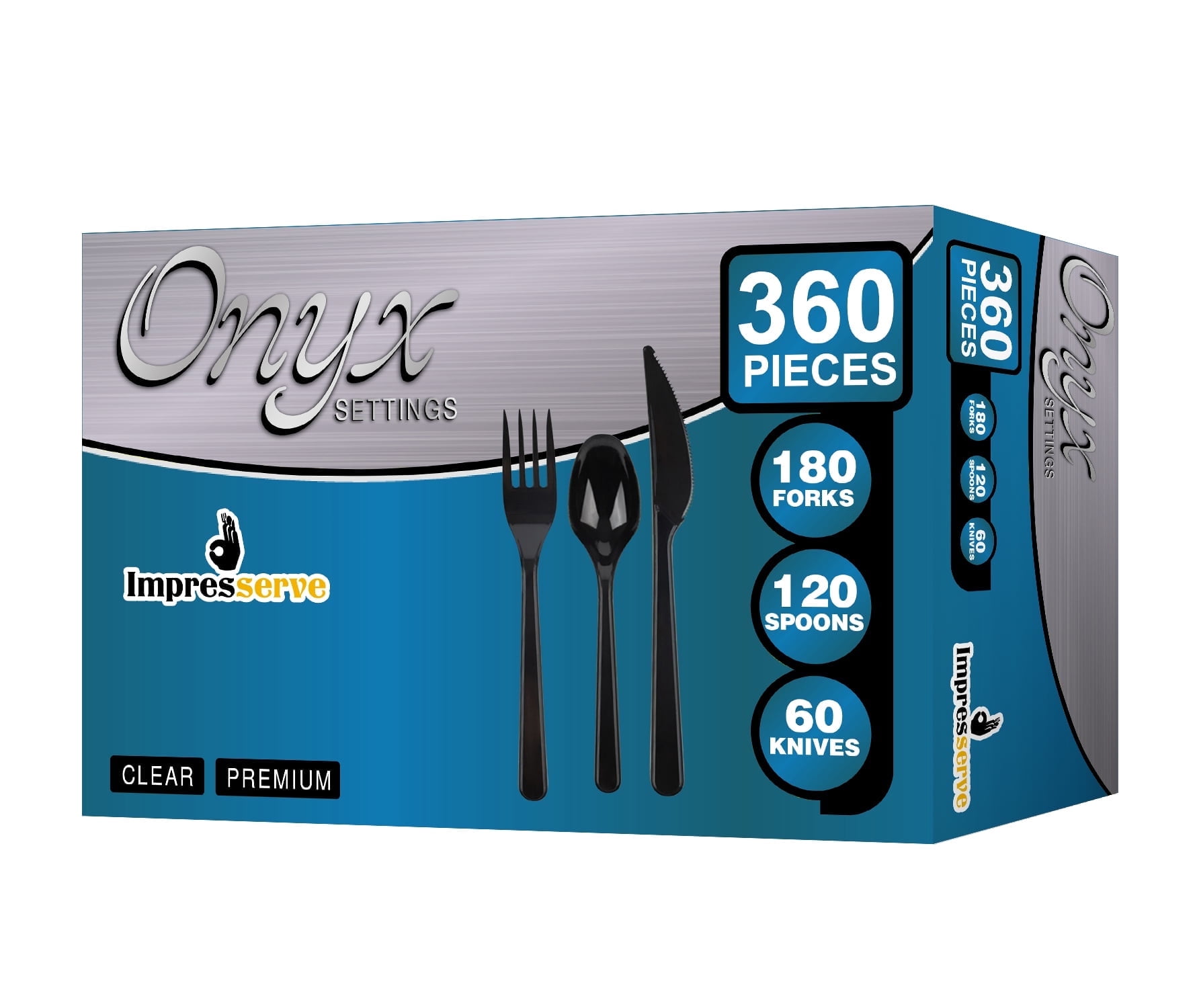 Impresserve Disposable Cutlery Set, Onyx Design, 360 Pieces: 180 Forks ...