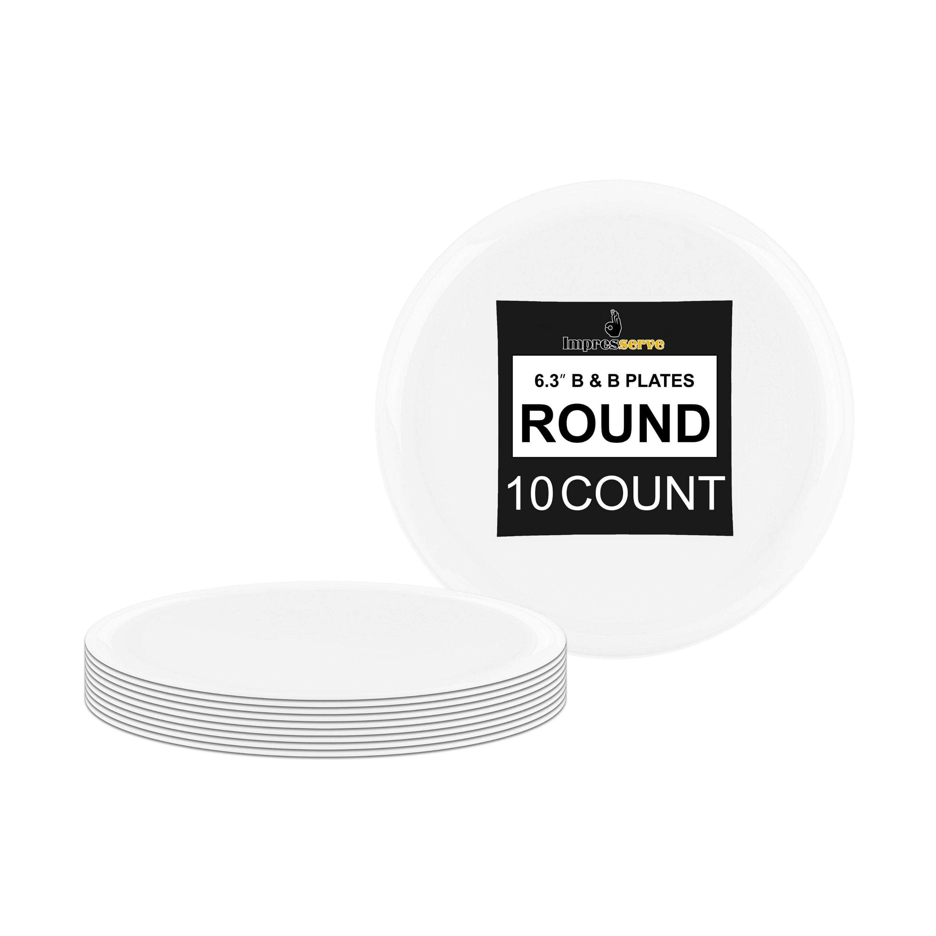 Impresserve Edge Collection 6" Disposable Plates, White (10 Pack) Heavy ...