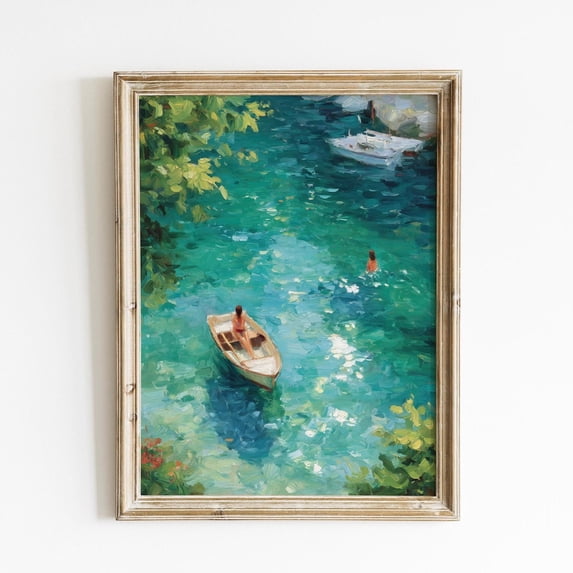 Impressionist Boat Mediterranean Wall Art, Unframed Paper Print Size ...