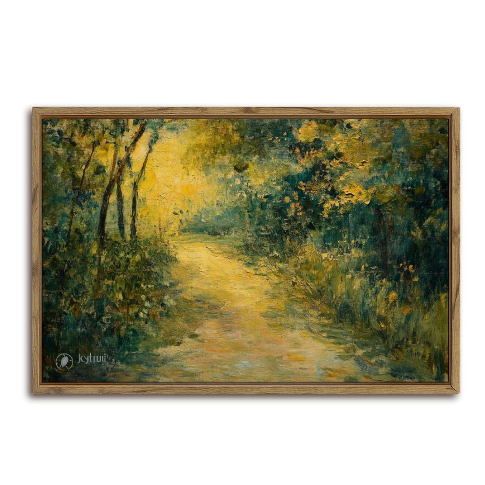 Impressionist Forest Path Horizontal Canvas Wall Art with Lightweight ...