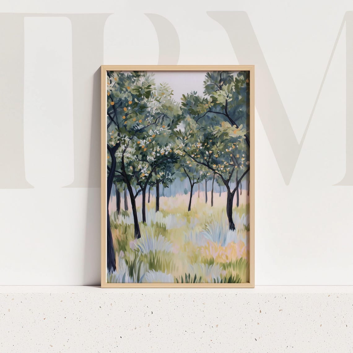 Impressionist Fruit Tree Art Print, Pastel Orchard Landscape Home Decor ...