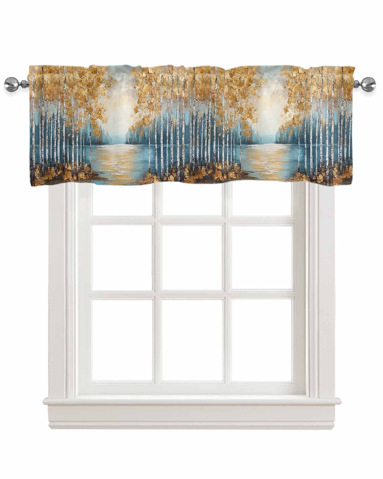 Impressionist Oil Painting Kitchen Valances for Windows Farmhouse Linen ...