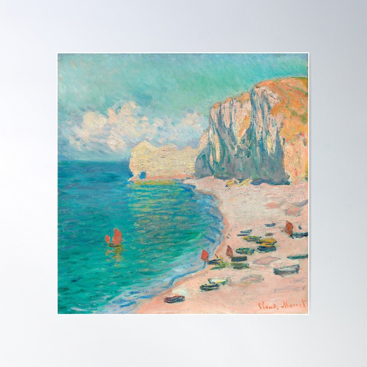Impressionist Painting The Beach and the Falaise d'Amont (1885) by ...
