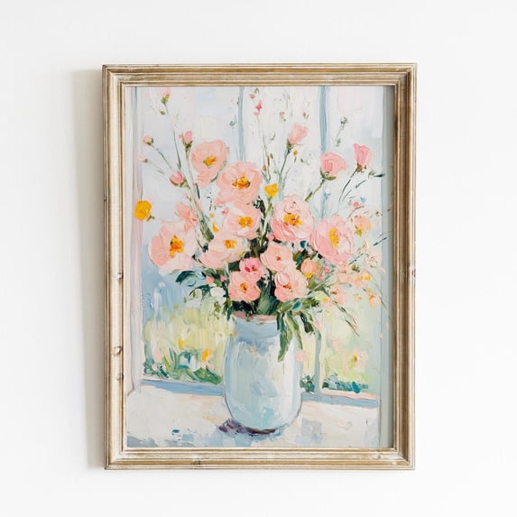 Impressionist Pink Bouquet Floral Wall Art, Unframed Paper Print Size ...