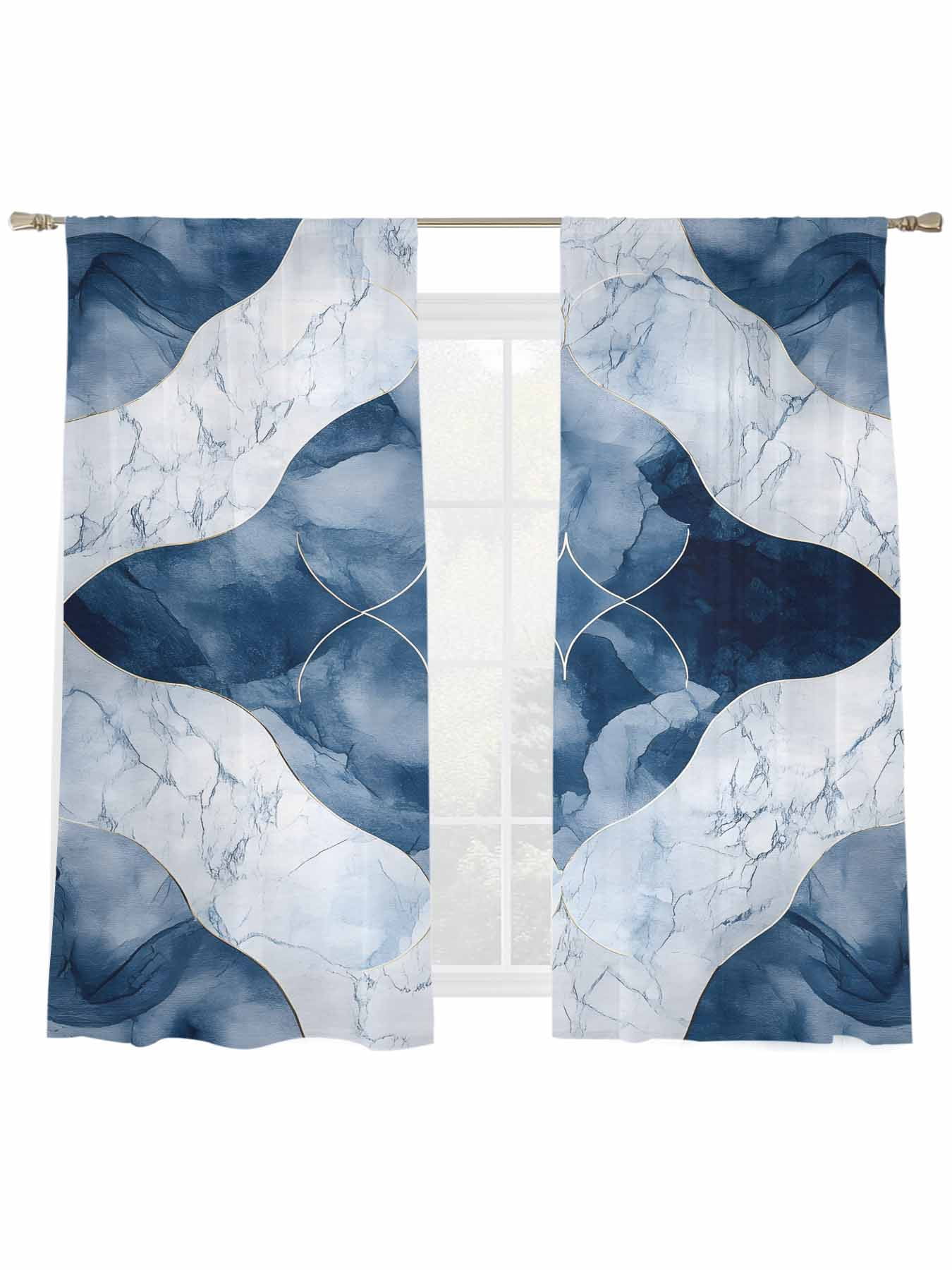 Impressionist Style Sheer Curtains for Living Room Bedroom, Light ...