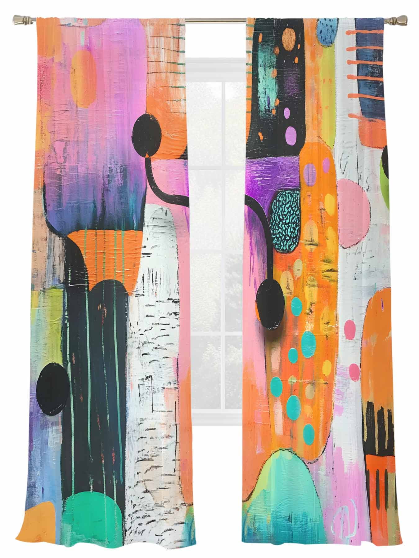 Impressionist Style Sheer Curtains for Living Room Bedroom, Light ...