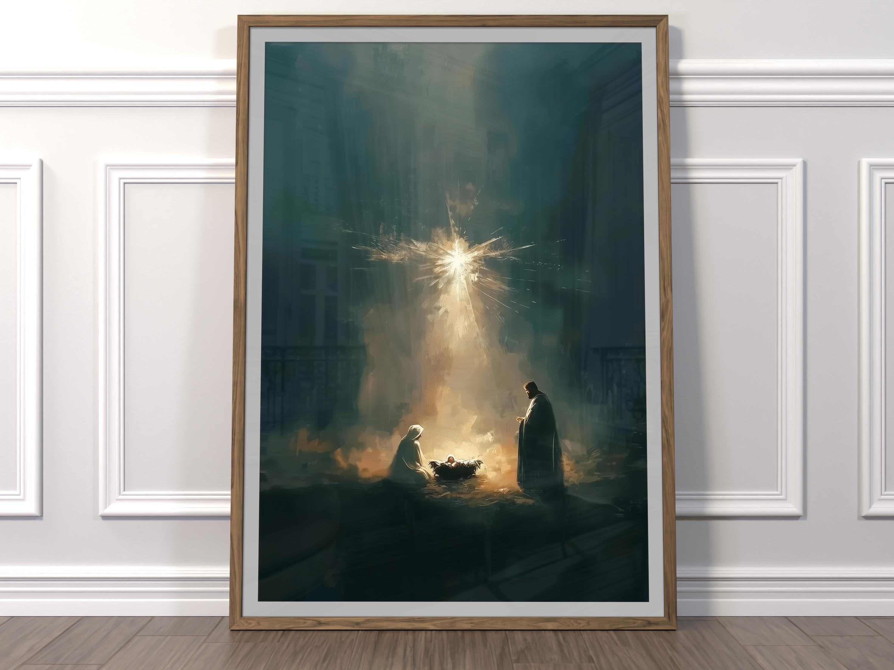 Impressionistic Nativity Scene Art: Holy Family Kristmas Print Warm ...