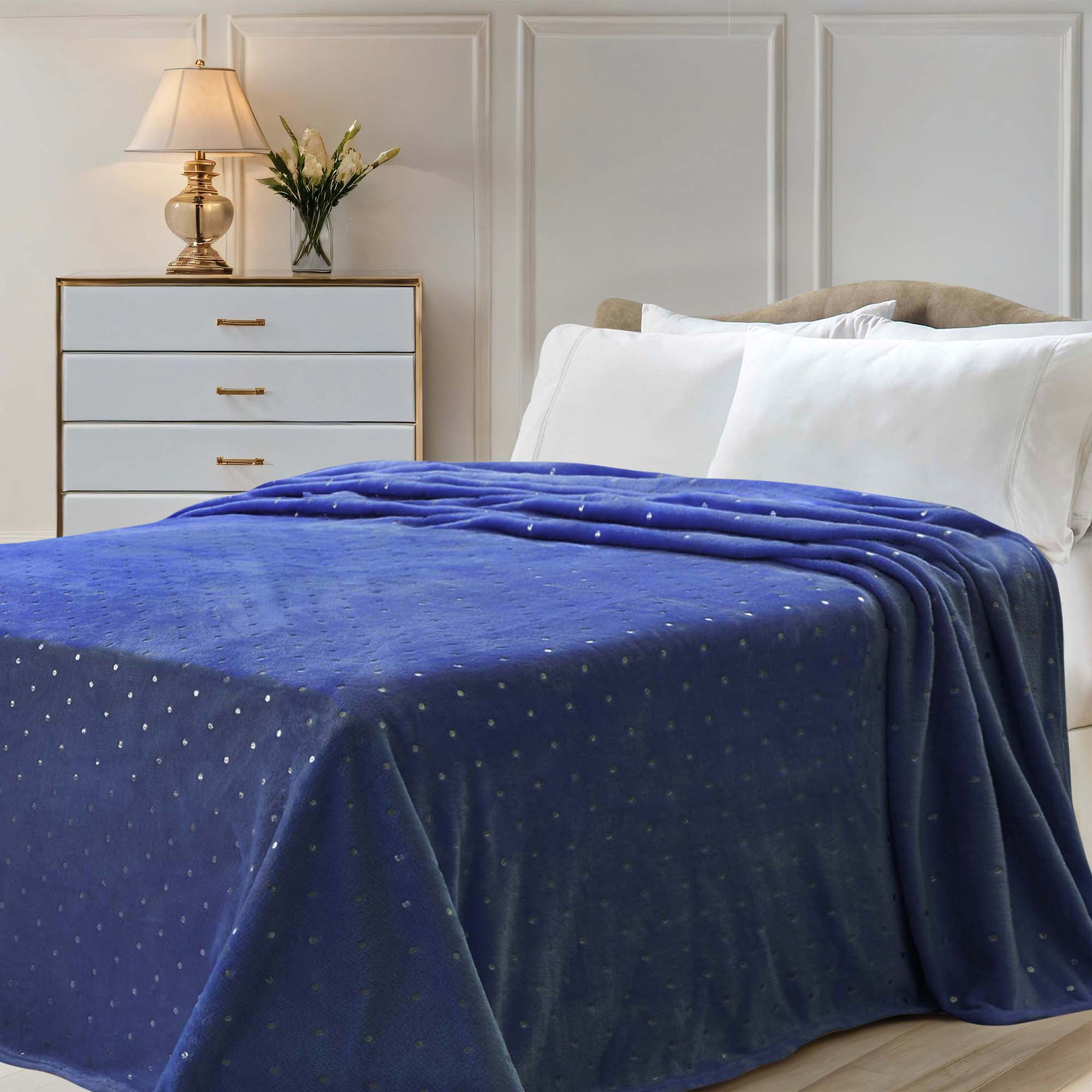 Free Shipping! Superior Microfiber Fleece Plush Blanket, Navy Blue ...