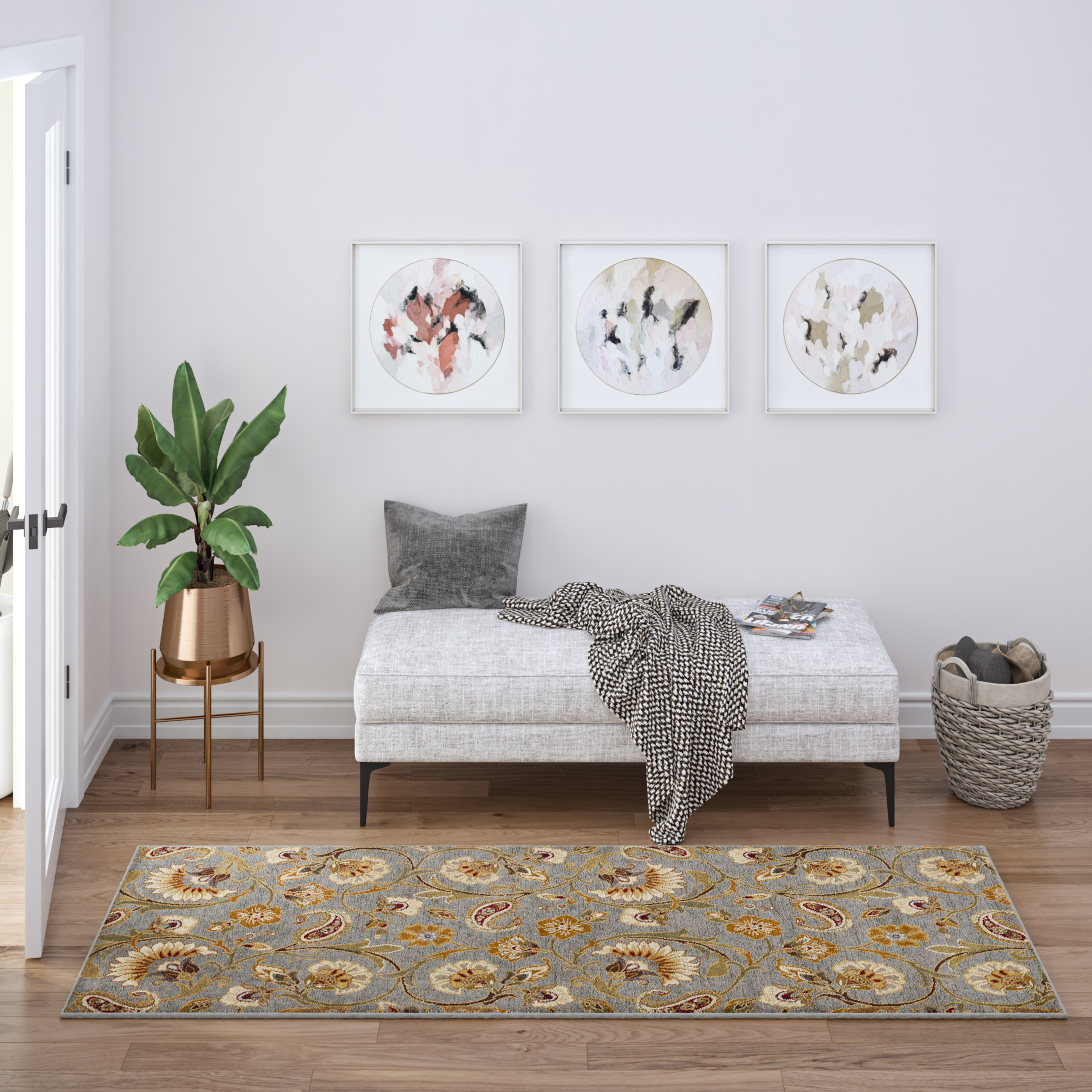 Impressions Transitional Blue and Green Area Rug, 2.7' x 7' - Walmart.com