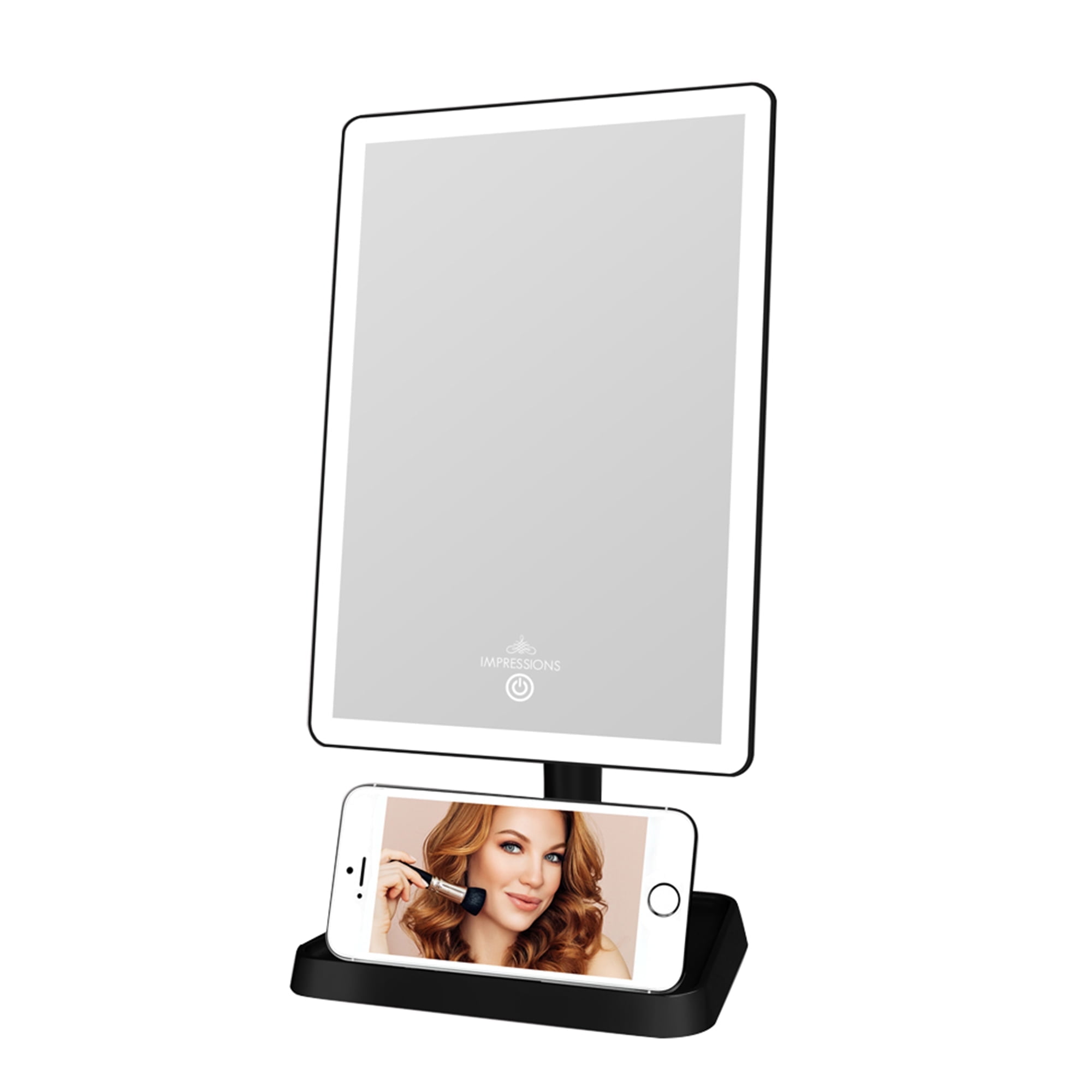 IMPRESSIONS VANITY Charmed LED Makeup Mirror, Black, Tri Tone Lighting ...