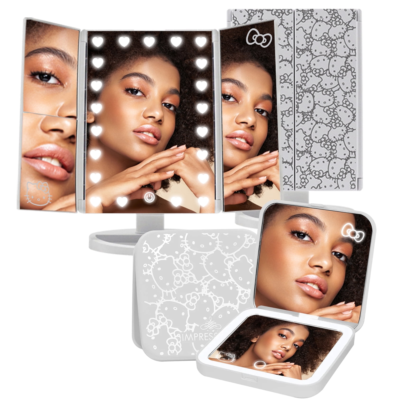 Impressions Vanity Hello Kitty LED Tri-fold Mini Makeup Mirror, Light ...