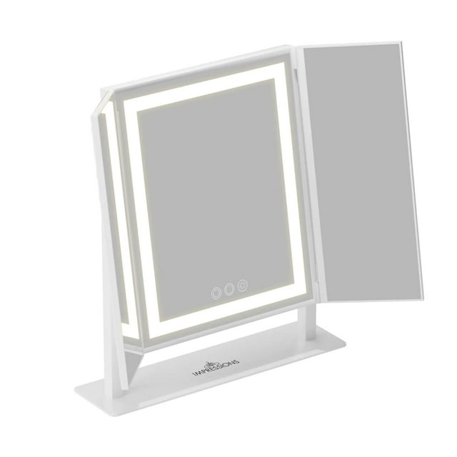 Impressions Vanity Luxury Trifold LED Tri Tone Makeup Mirror with Stand ...