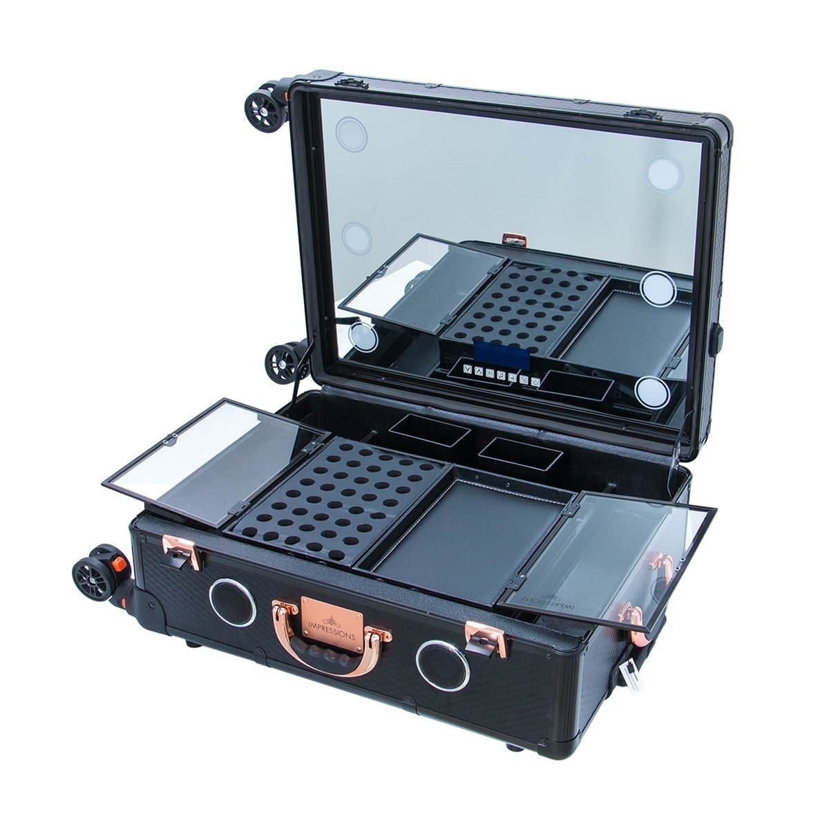 Impressions Vanity Pro Lux Makeup Bag with Mirror, 360° Rolling Trolley ...