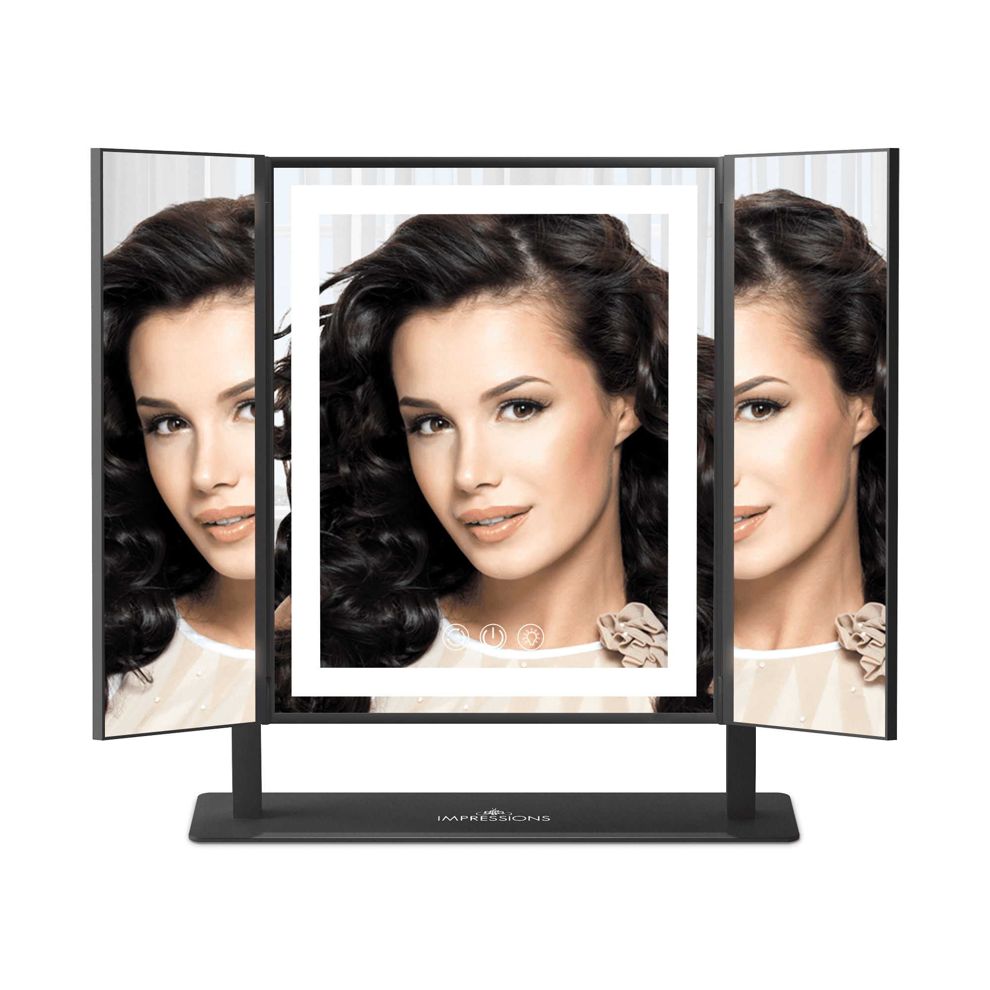 Impressions Vanity Trifold LED Makeup Mirror with Light, Tri-Tone 360 ...