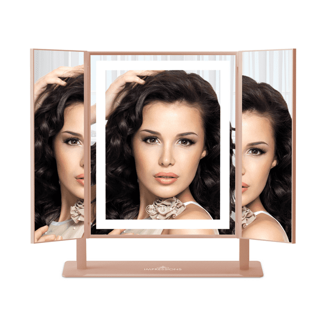 Impressions Vanity Trifold LED Tri Tone Makeup Mirror,360 degree Tilt ...
