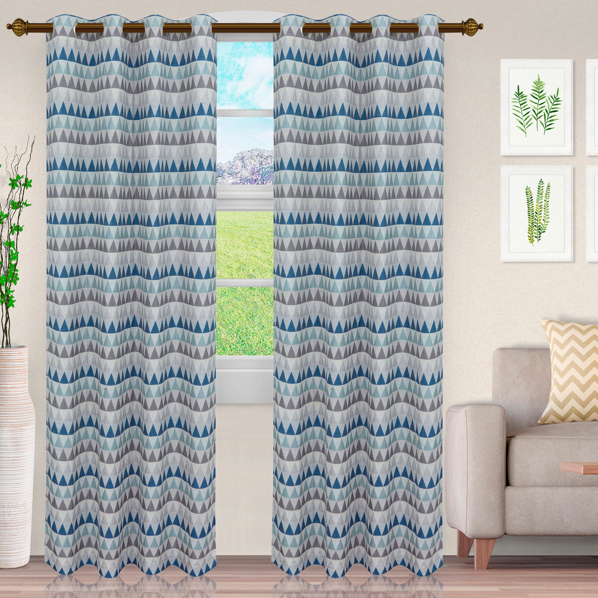 Impressions Westrom Semi-Sheer Jacquard Curtains Set of 2 with Grommet ...