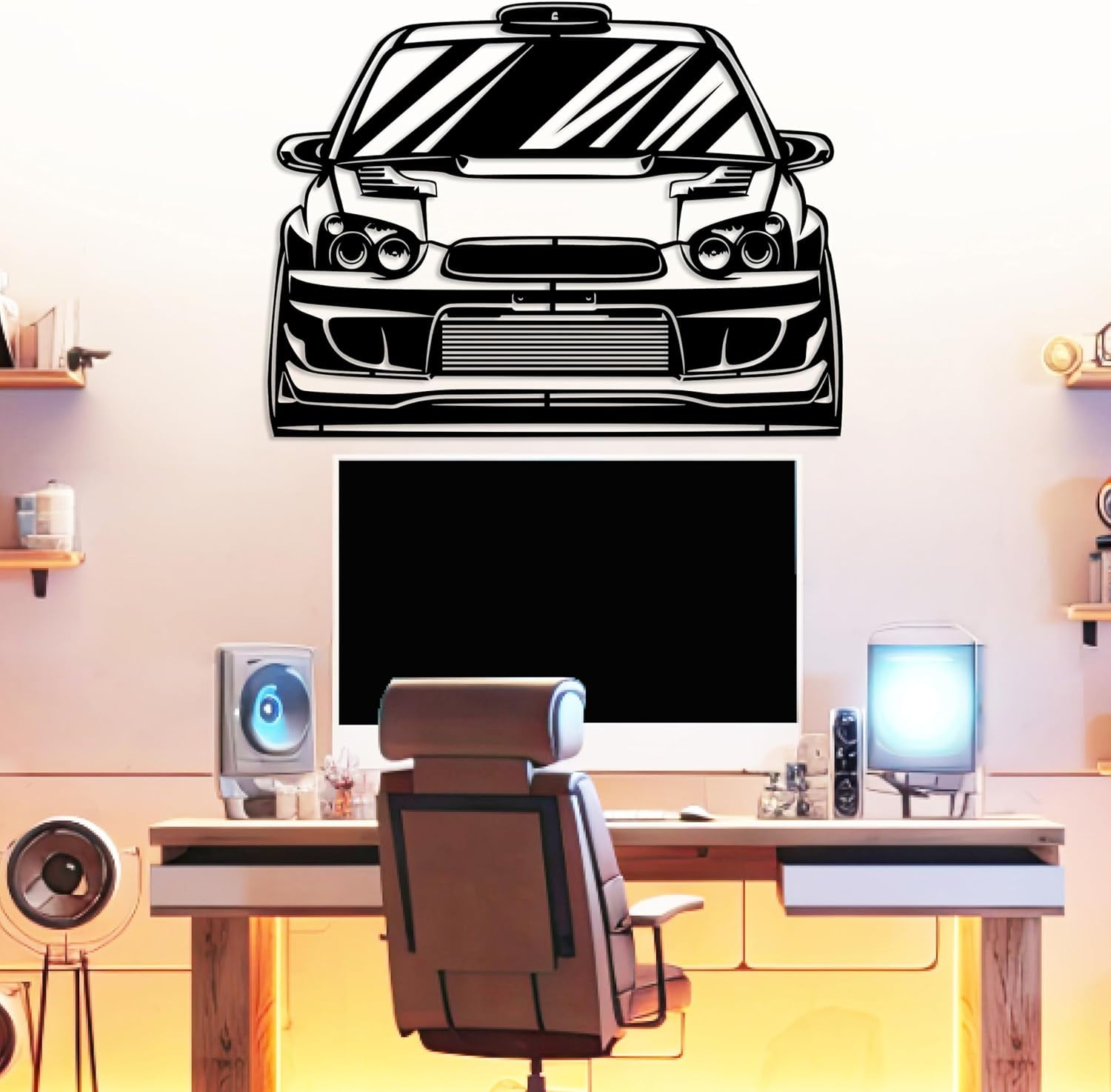 Impreza STI Front Angle Silhouette Metal Car Wall Art, Sports Car ...