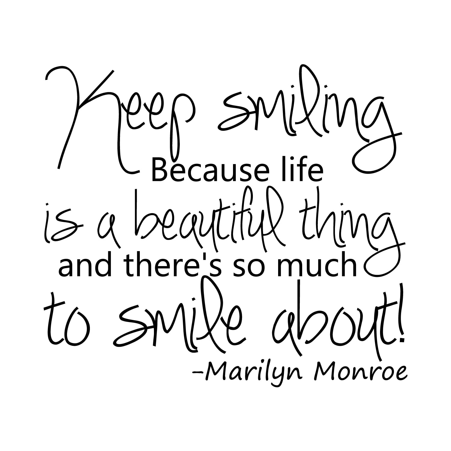Imprinted Designs Keep Smiling Because Life is a Beautiful Thing ...
