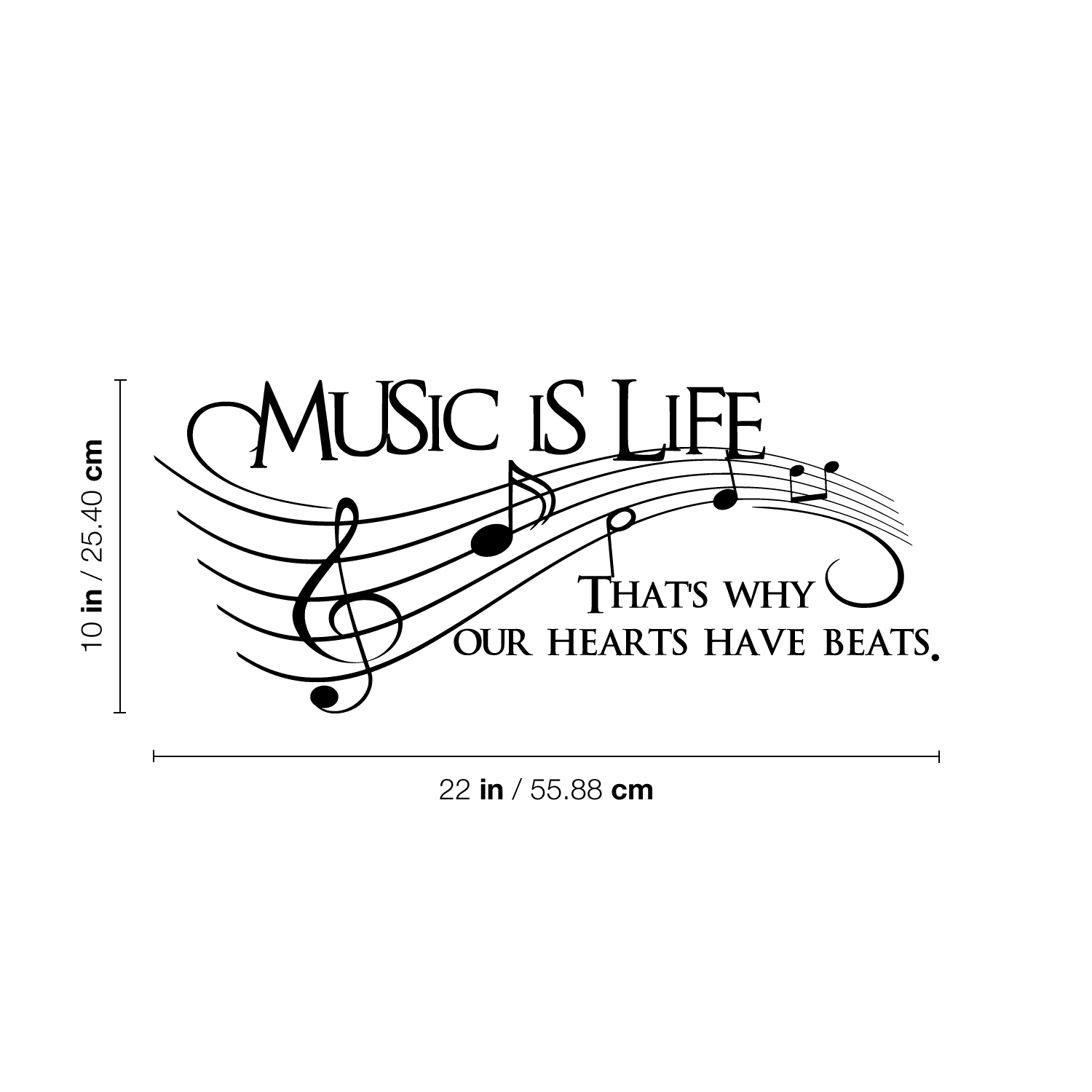 Imprinted Designs Music is Life. That’s Why Our Hearts Have Beats Vinyl ...