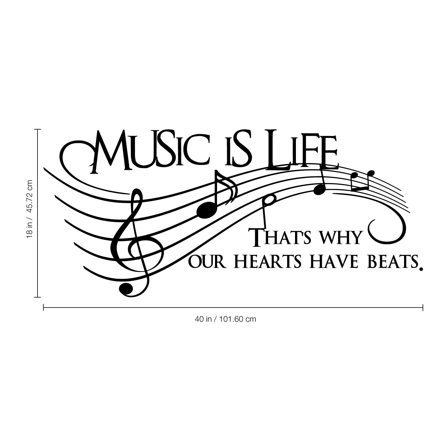 Imprinted Designs Music is Life. That’s Why Our Hearts Have Beats Vinyl ...