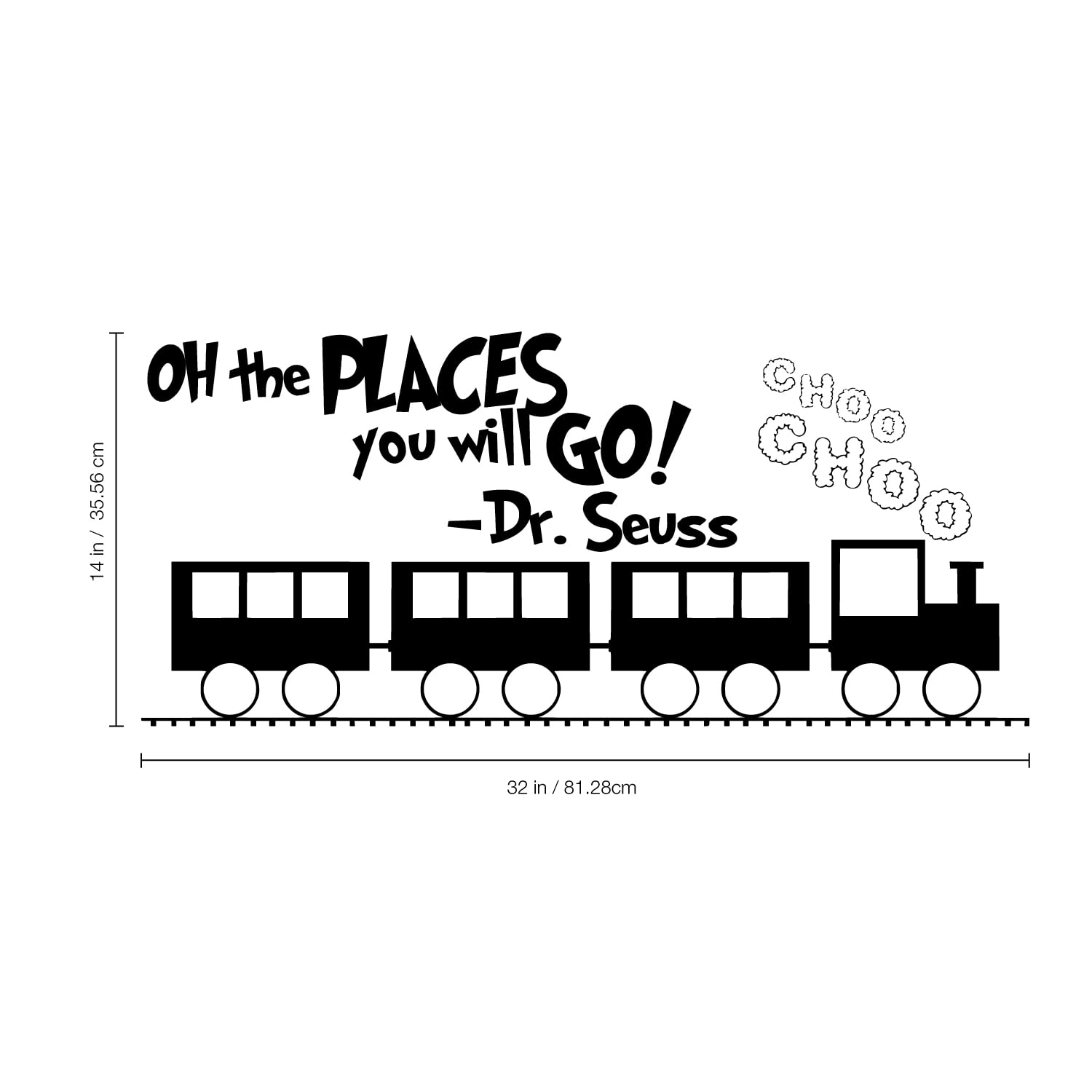 Imprinted Designs Oh The Places You Will Go. Dr Seuss Quote Vinyl Wall ...